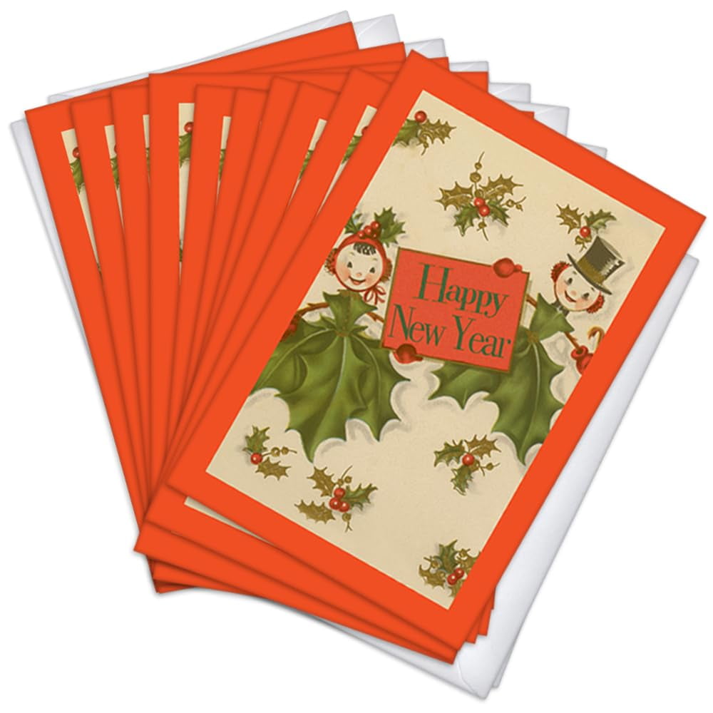 Holly People Happy New Year Greeting Cards | 20 Pack Bulk Set (4x6 ...
