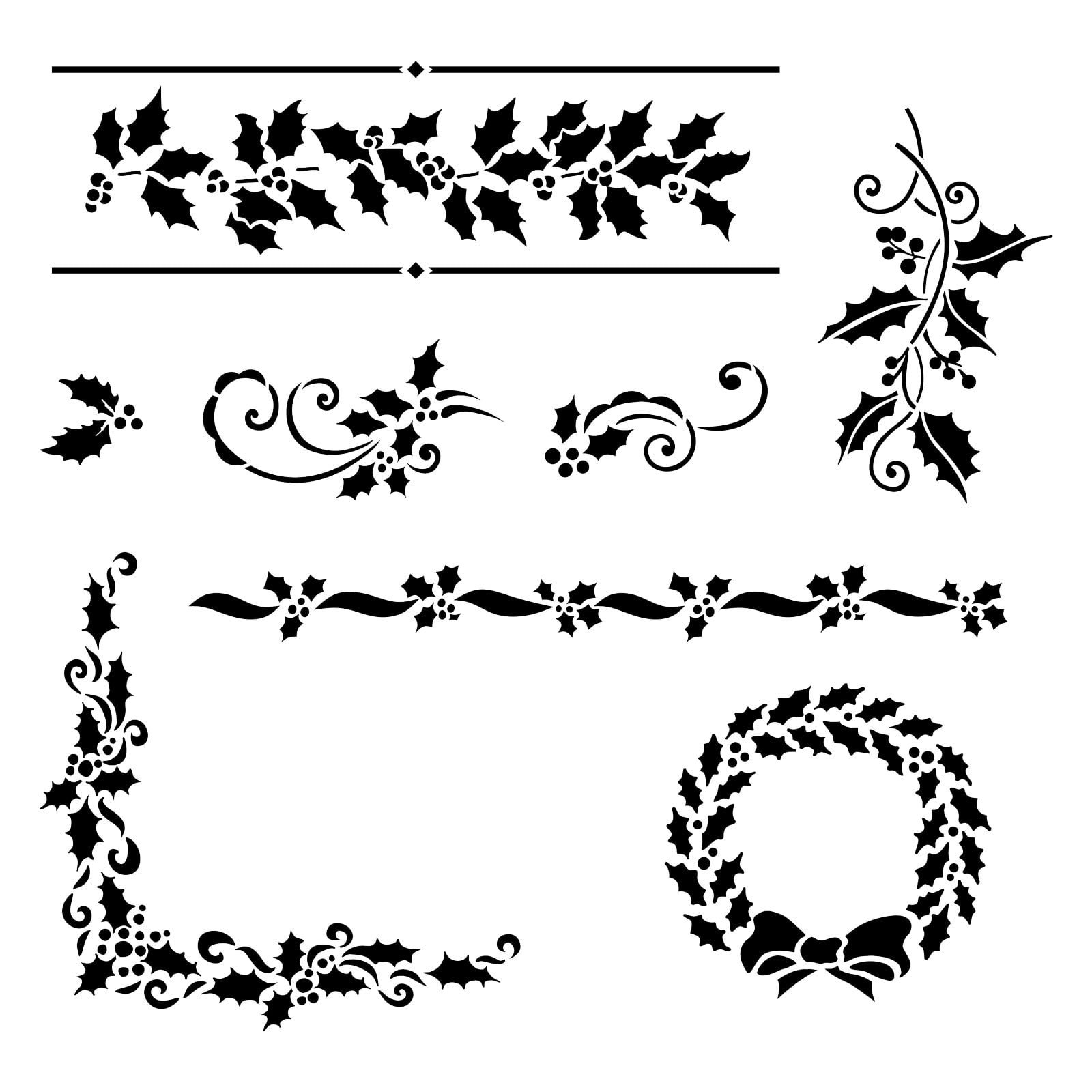 Holly Stencil Details (10 mil Plastic) | FS124 by Designer Stencils ...