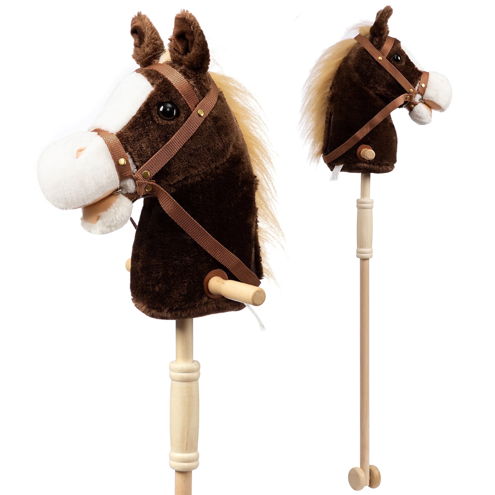 HollyHOME Stick Horse Plush Handcrafted Hobby Horse Stick Pony with ...