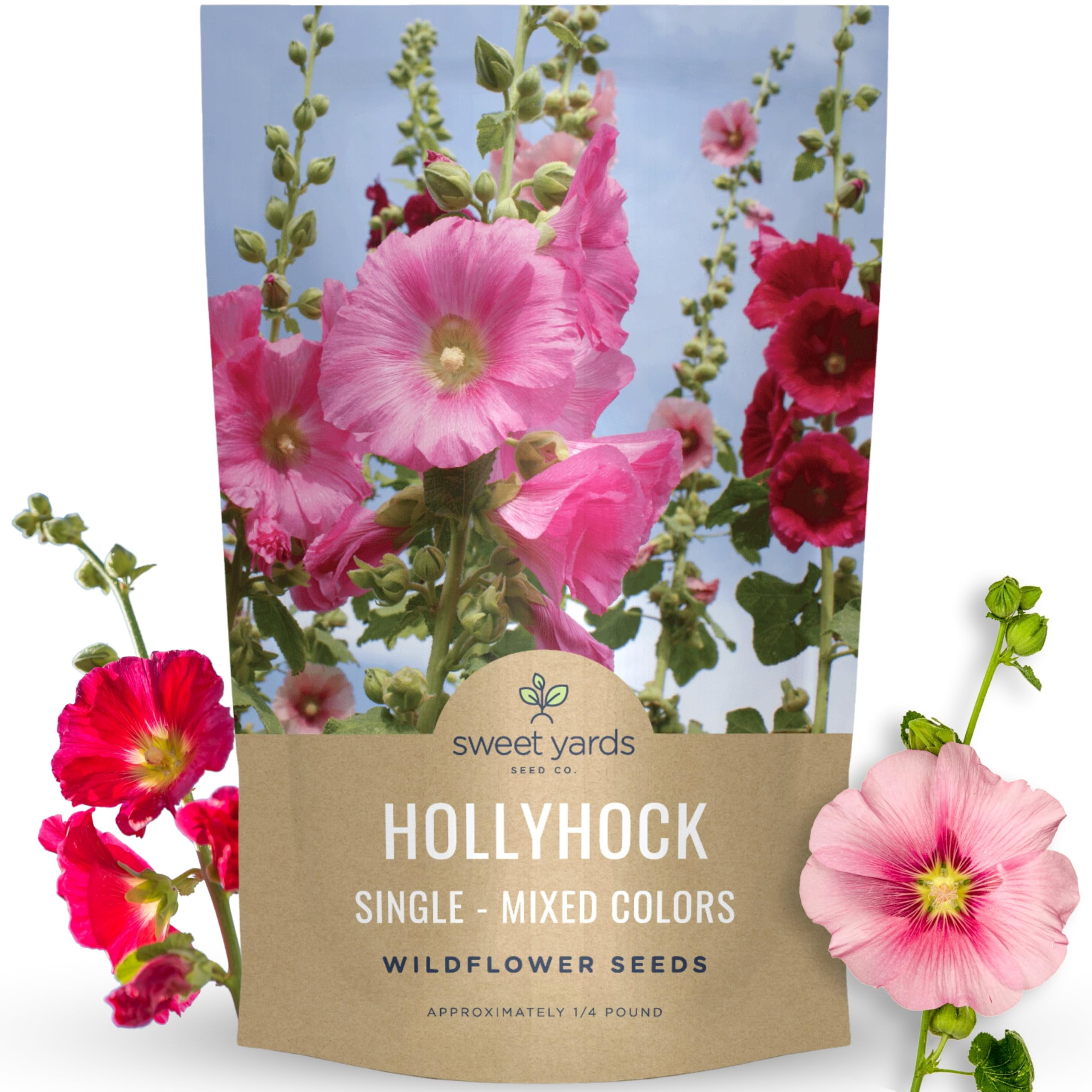 Hollyhock Single - Mixed Colors - SMRBulk 1/4 Pound Pouch - 10,000 ...