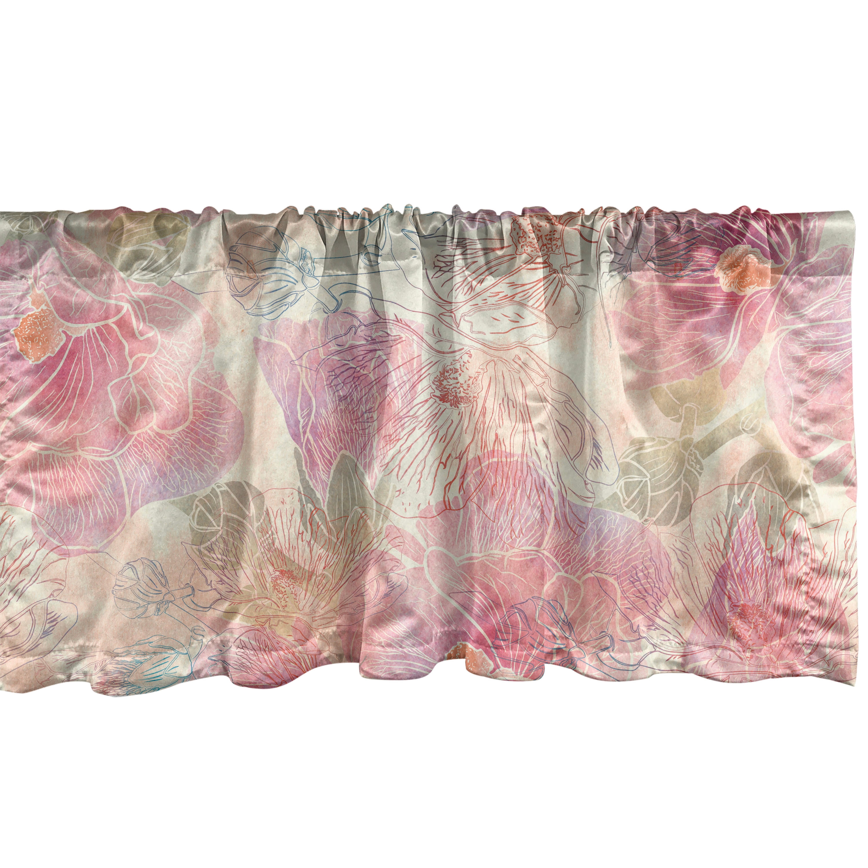 Hollyhock Window Valance, Simple Boho Floral Silhouette and Outline ... Hollyhock Window Valance, Simple Boho Floral Silhouette and Outline ...