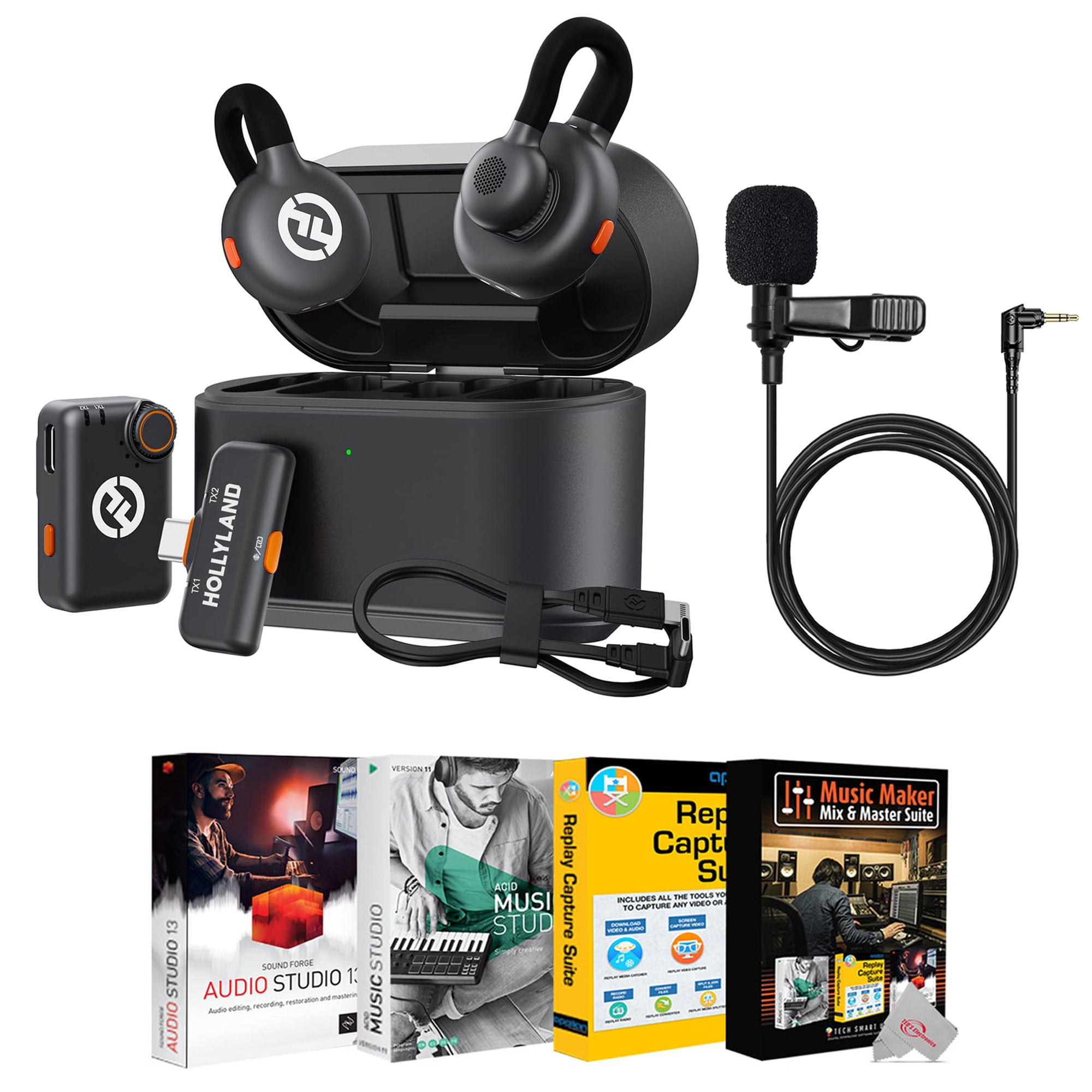 Hollyland LARK M2S Combo Wireless Mic System w/ USB-C to Lightning - Universal Compatibility ...