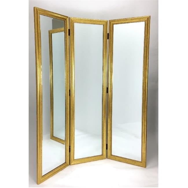 Hollywood Full Length Standing Bedroom Mirror, 3-Panel Gold Color ...