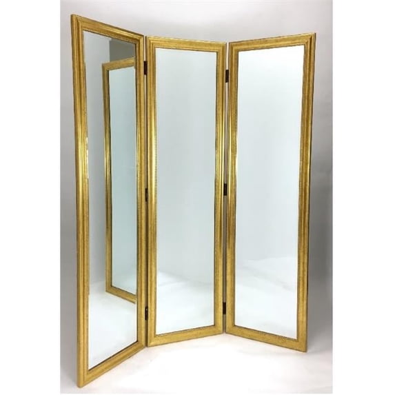Hollywood Full Length Standing Bedroom Mirror, 3-Panel Gold Color ...