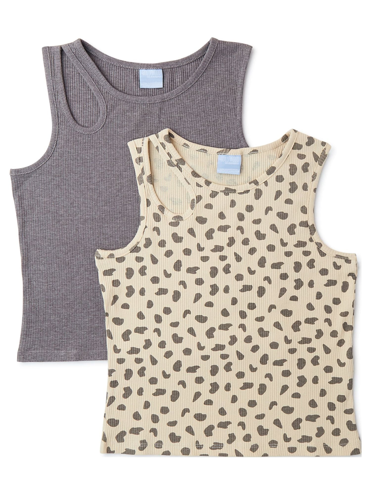 Hollywood Girls Printed and Solid Cut Out Tank Tops, 2-Pack, Sizes 4-16 ...