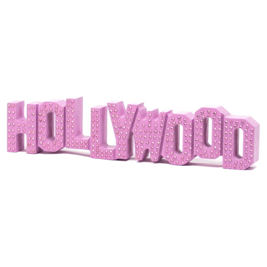 Hollywood Sign Replica - Wood (8 Inch, Pink w/Rhinestones) - Walmart.com