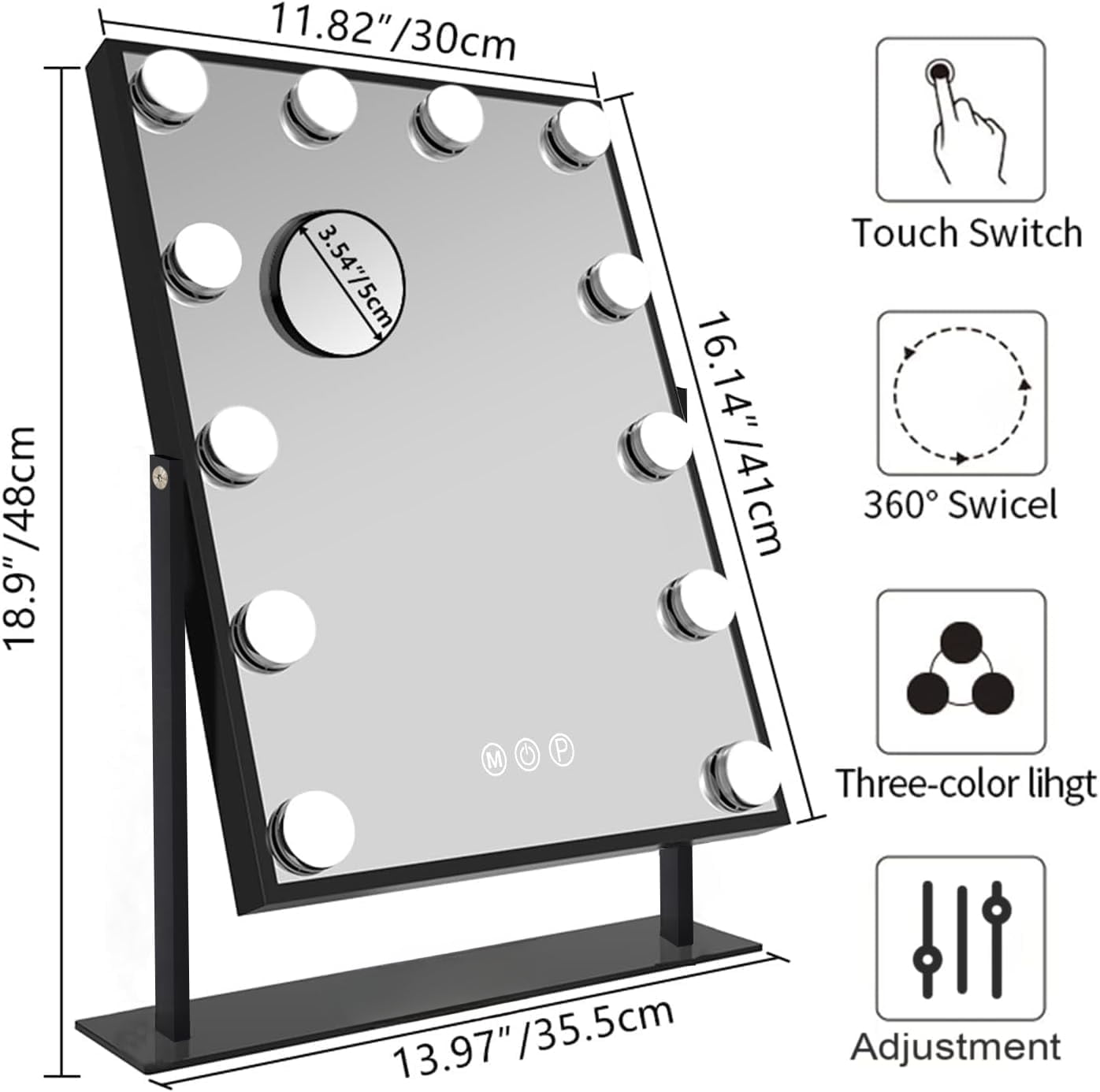Hollywood Style Lighted Vanity Makeup Mirror with LED Lights, Smart ...