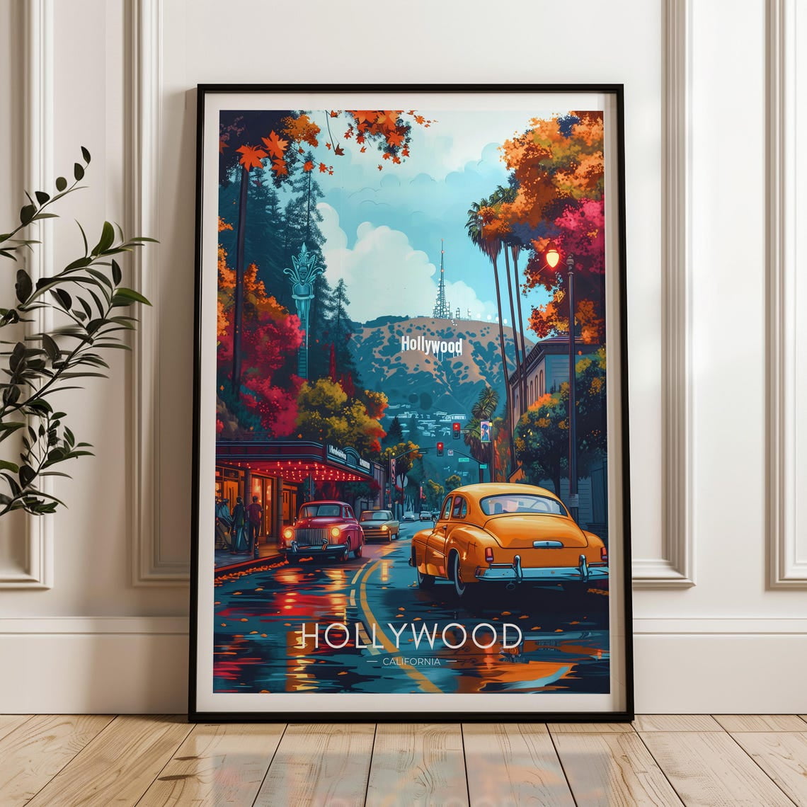 Hollywood Travel Poster, United States Wall Art Print, Office & Home ...