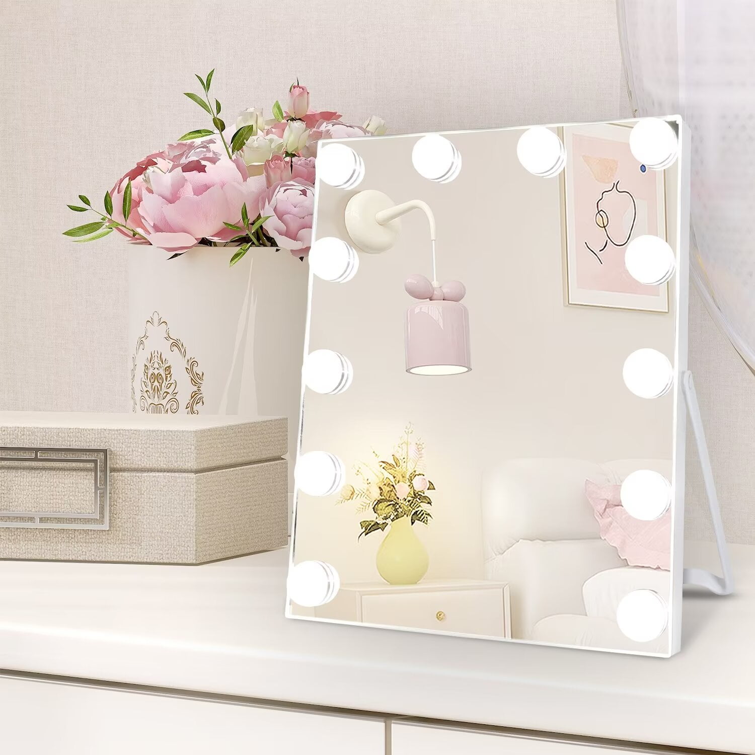 Hollywood Vanity Mirror with Lights,12 Dimmable LED Bulbs Lighted ...