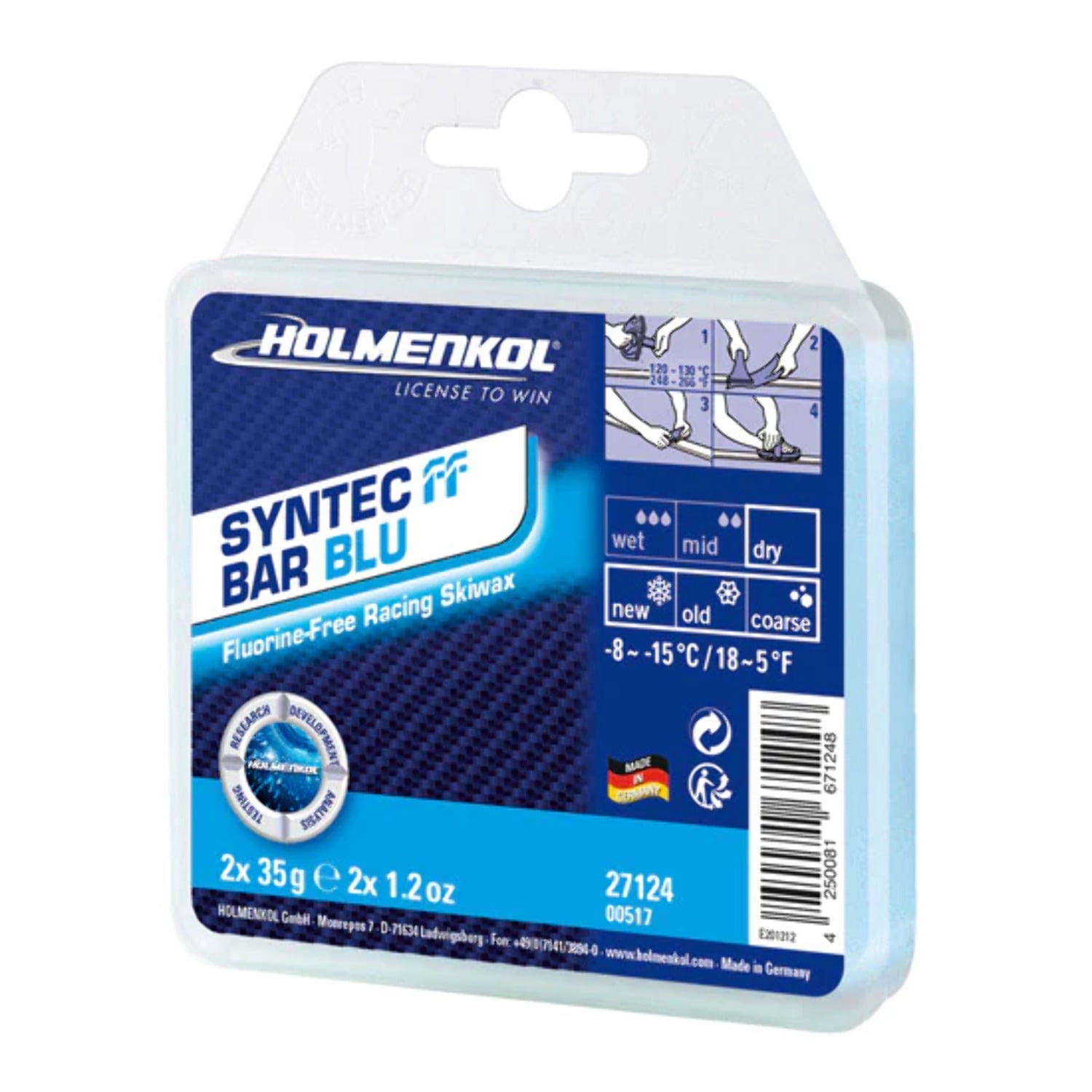 Holmenkol Syntec Blue Fluoro Free Race Wax - 70g - Walmart.com