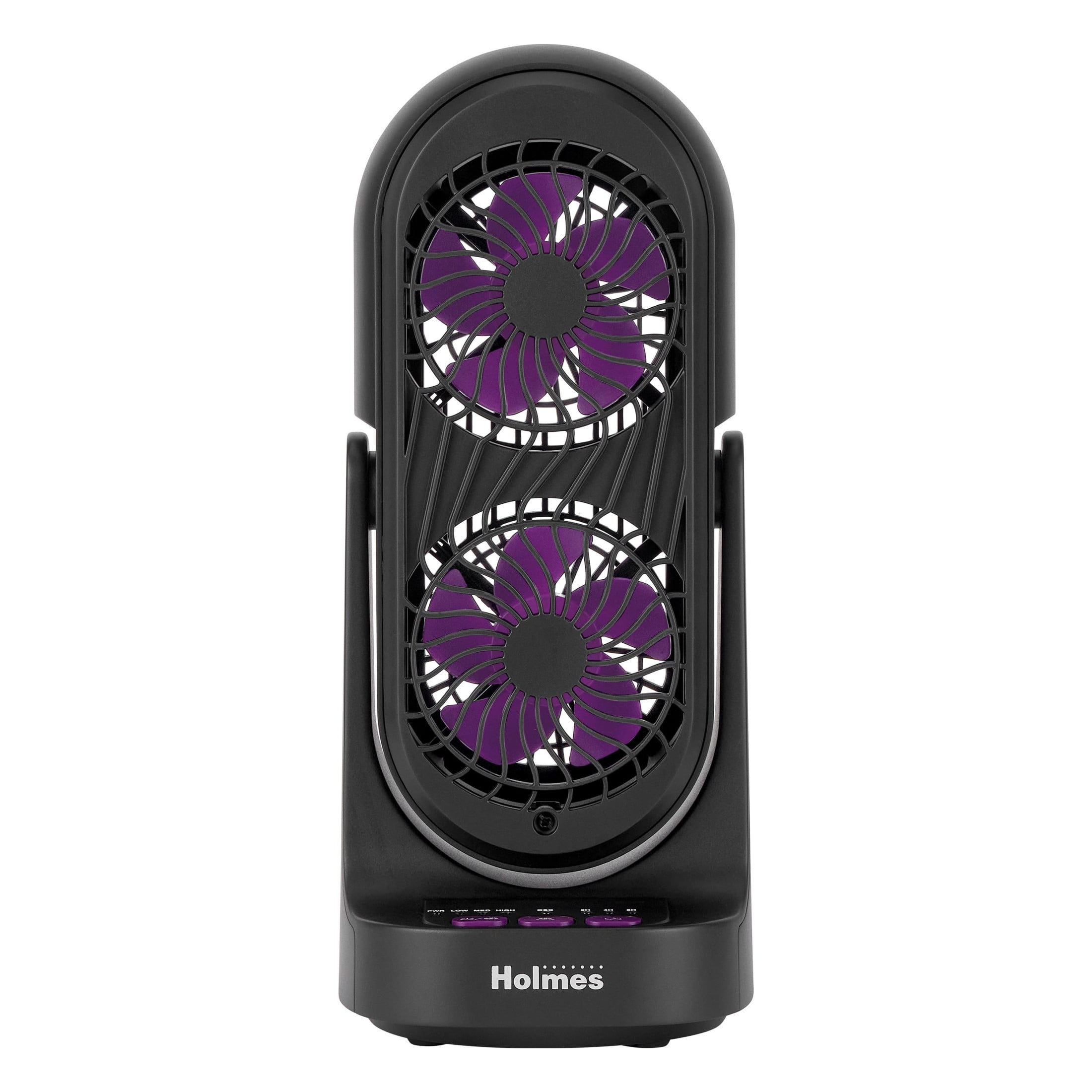 Holmes 13" DuoBreeze Desk Fan, Dual Blade, 3-Speed, Timer, CleanBreeze ...