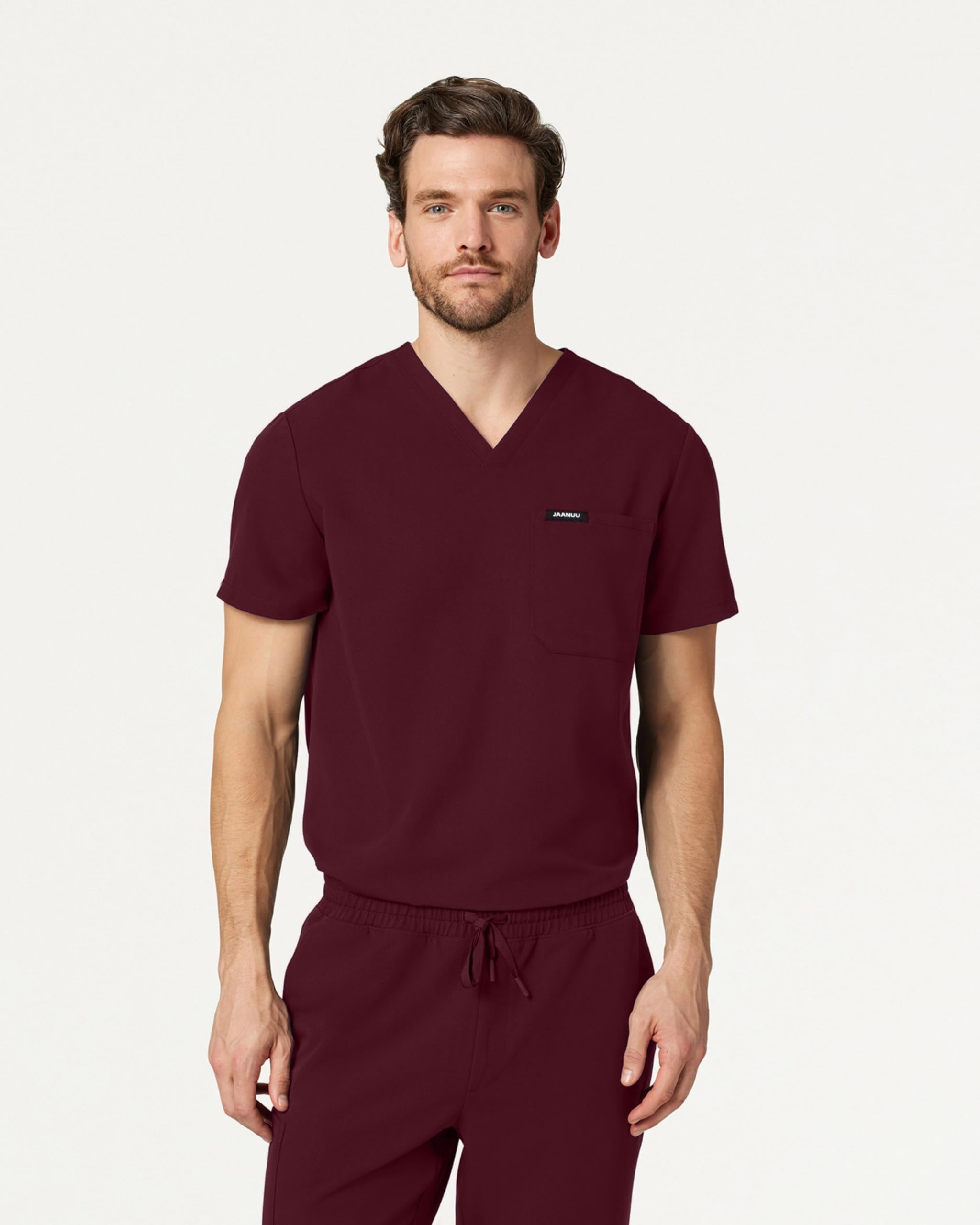 Jaanuu Holmes Everyday Scrub Top for Men — Classic Fit, V-Neck, 1 ...