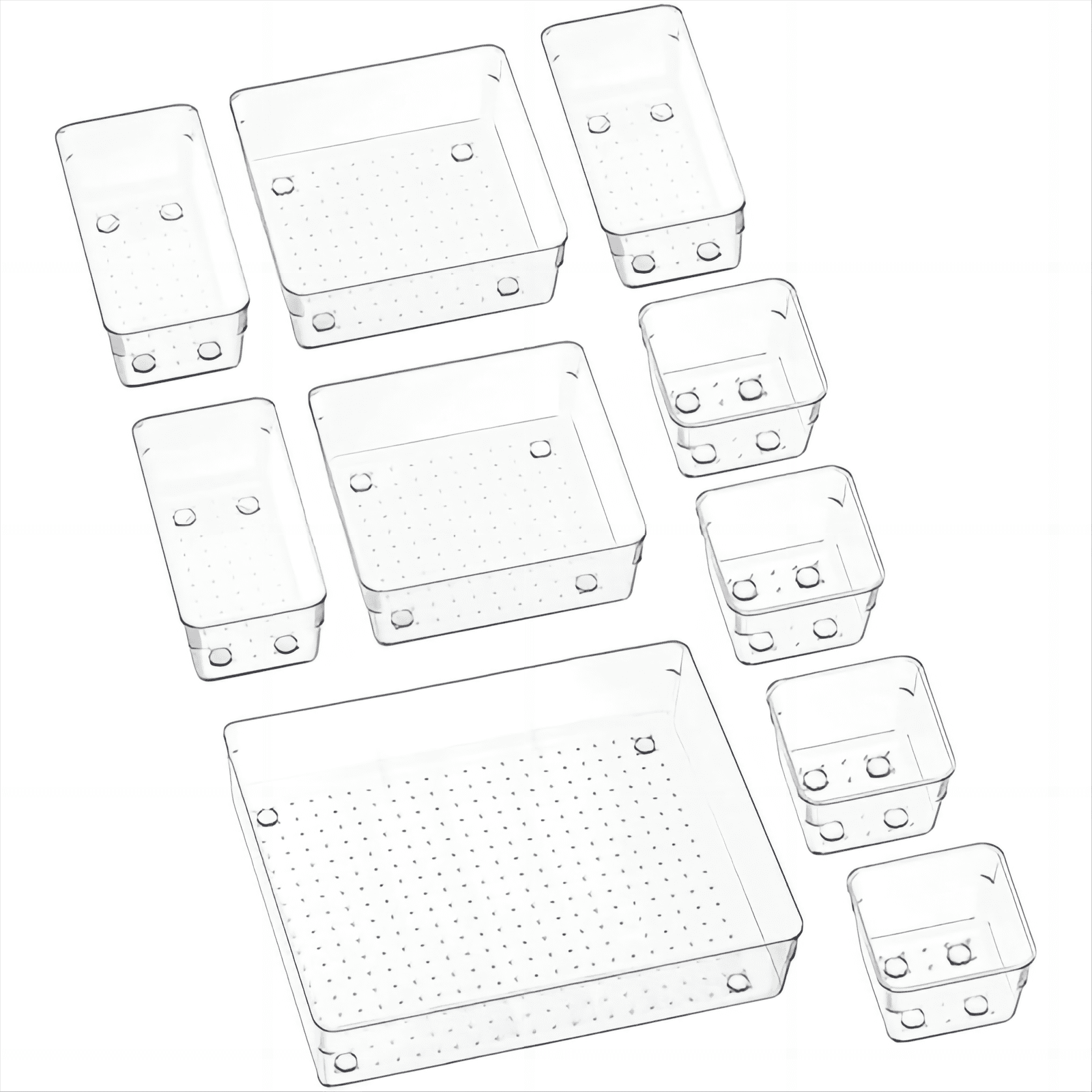 Holocky 10 PCS Clear Plastic Drawer Organizer Set 4-Size Drawer ...