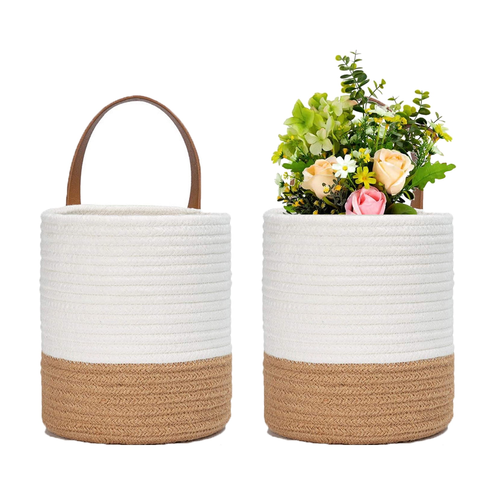 Holocky Cotton Rope Hanging Basket, Round Decorative Wall Storage ...