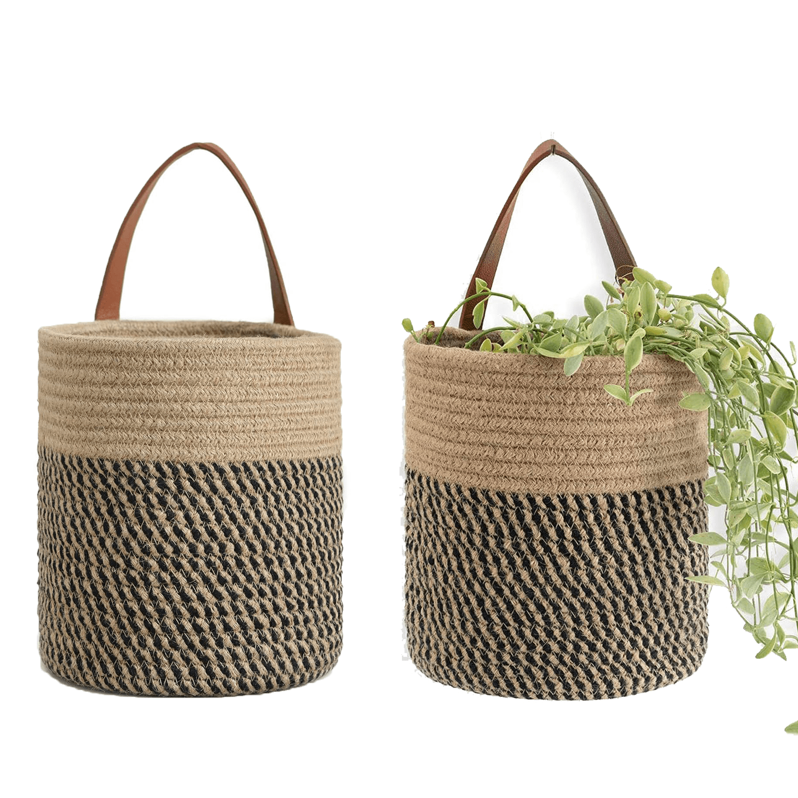 Holocky 2Pack Rope Hanging Basket Woven Round Large Hanging Basket ...