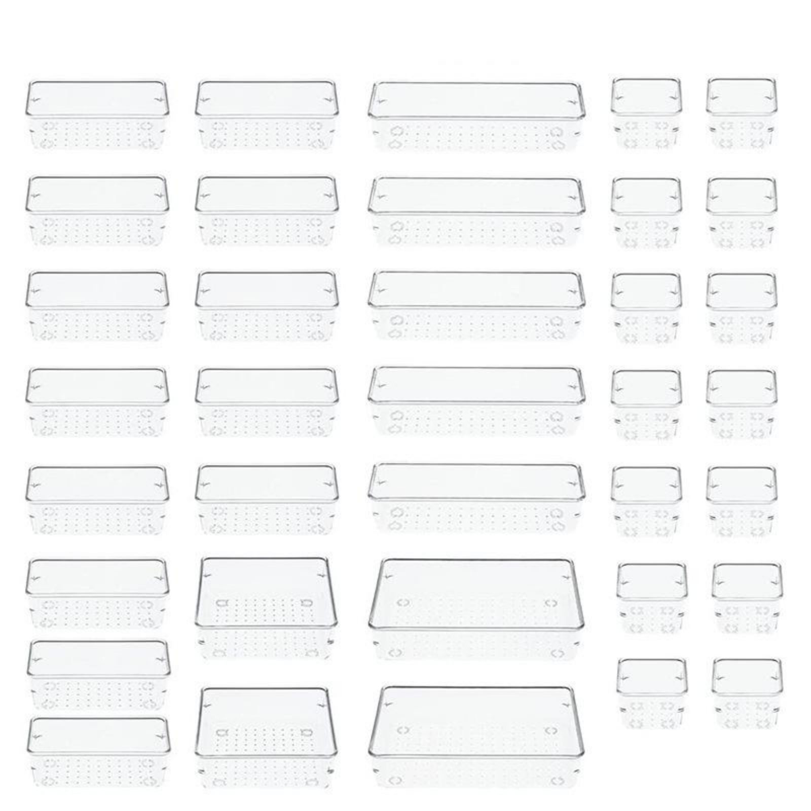 Holocky 36 PCS Clear Plastic Drawer Organizer Set 4-Size Drawer ...