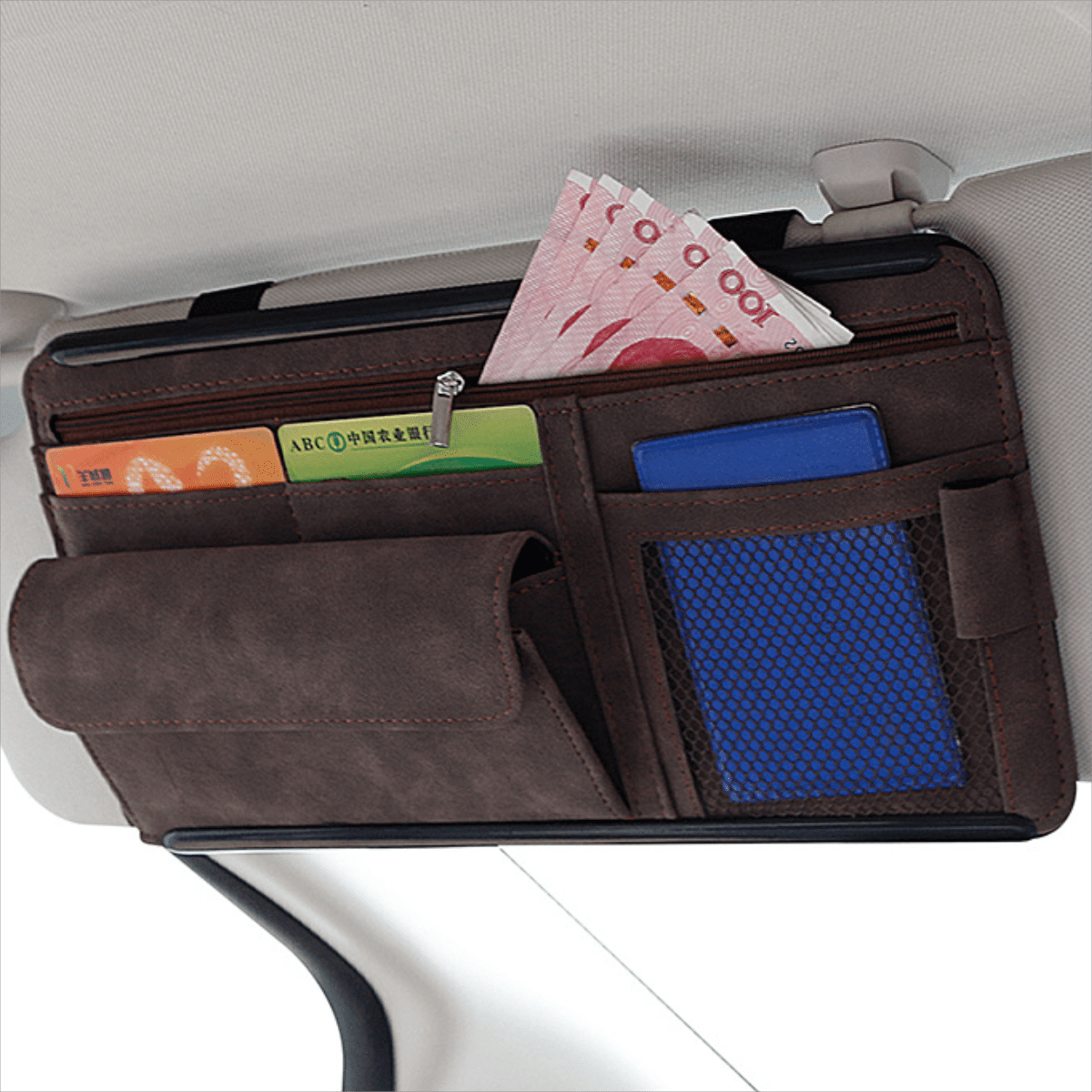 Holocky Car Truck Sun Visor Organizers with Zipper Car Interior Storage ...