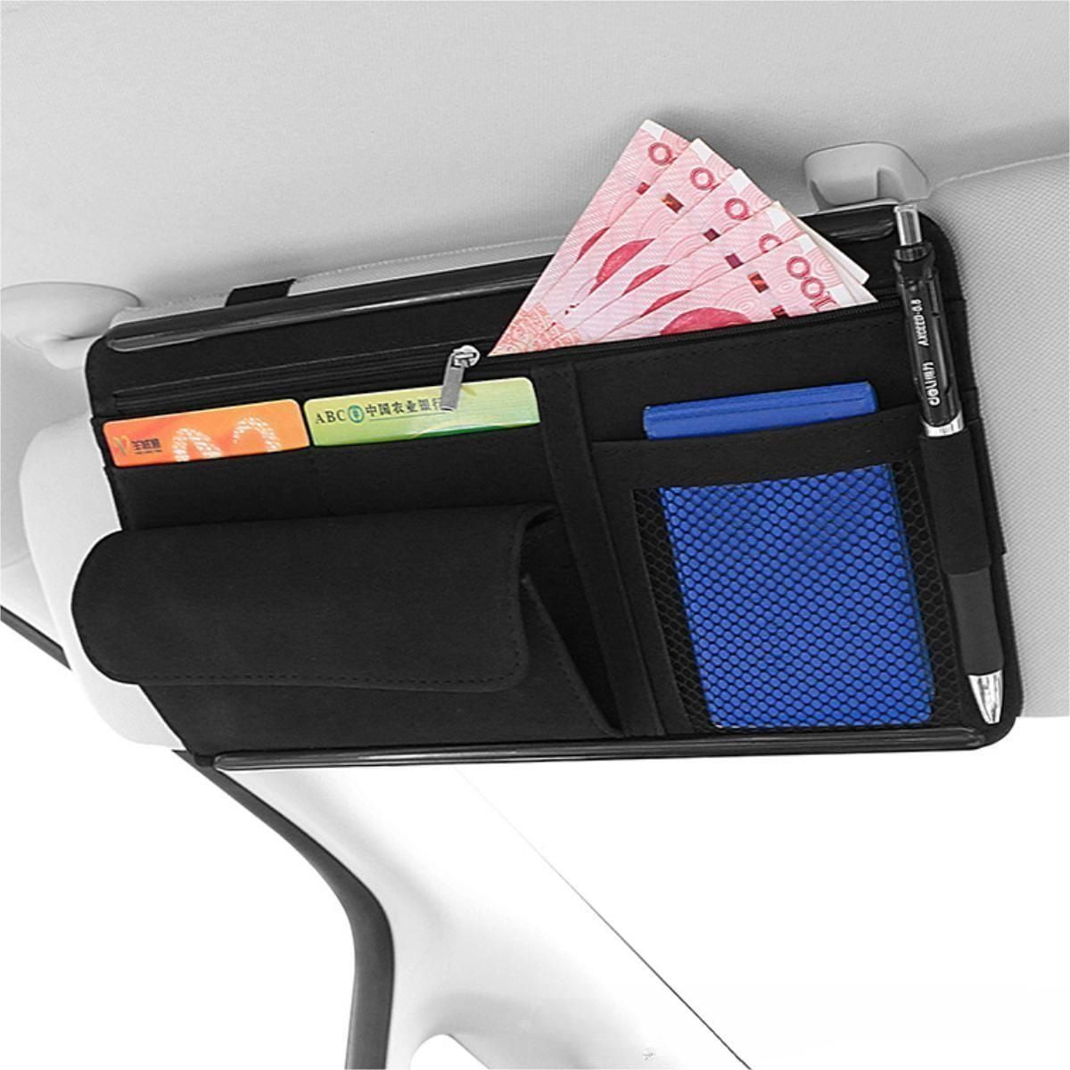 Holocky Car Truck Sun Visor Organizers with Zipper Car Interior Storage ...