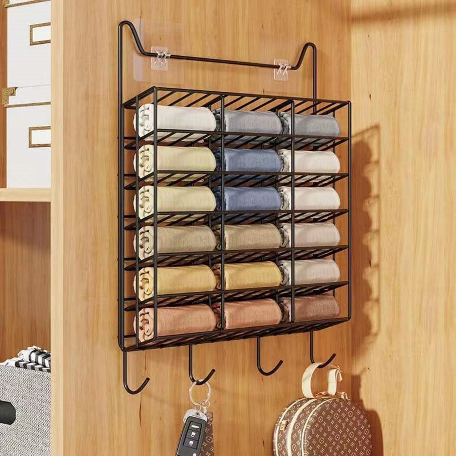 Holocky Wall-Mounted Metal Closet Organizer for Socks and Underwear ...