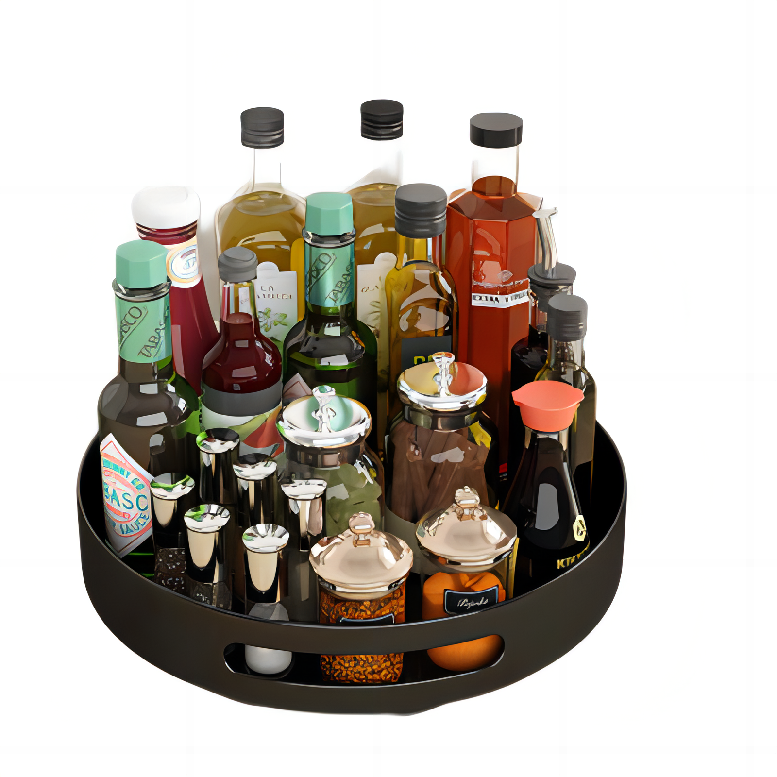 Holocky Liftable Rotating Spice Rack Kitchen Round Seasoning Storage ...