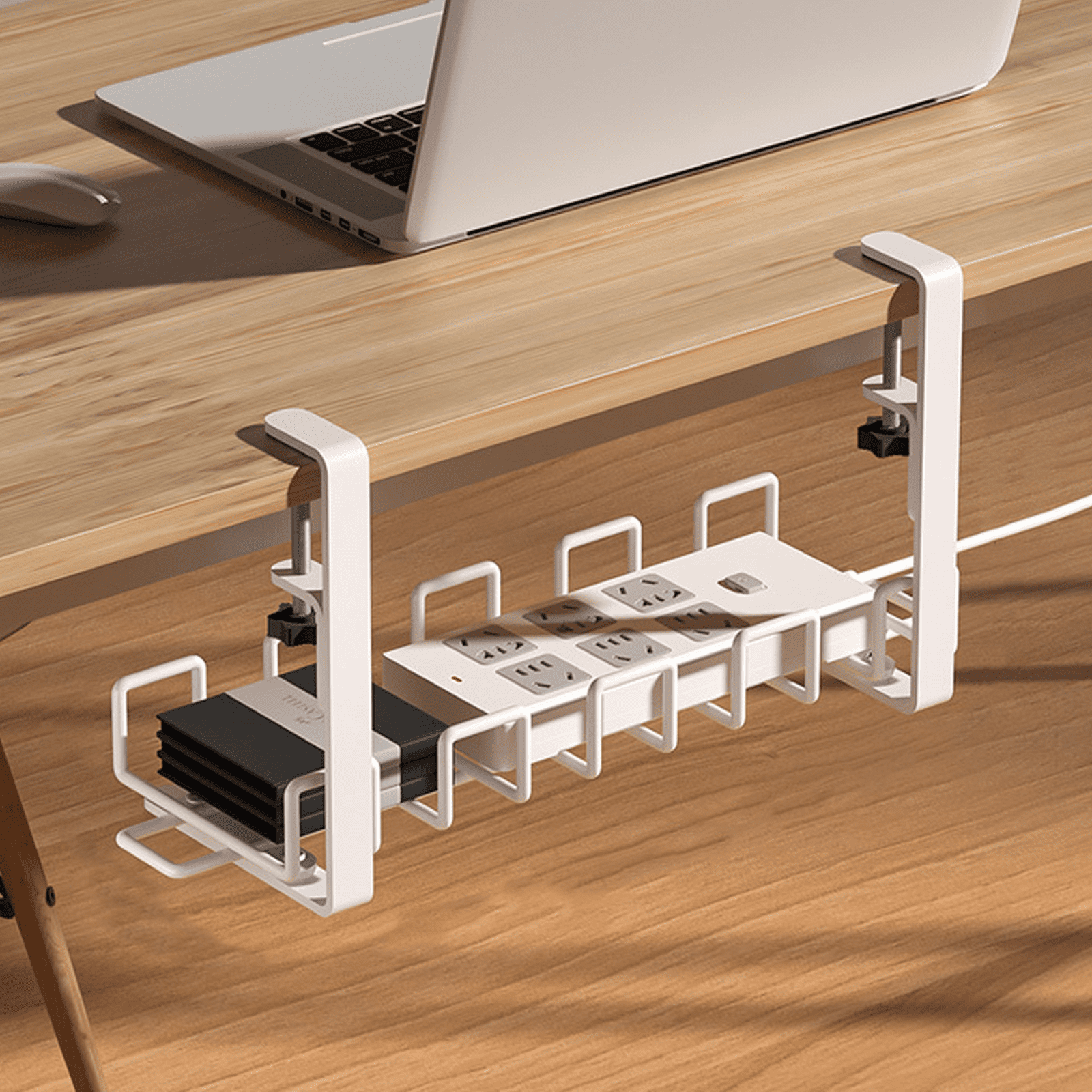 Holocky Under Desk Cable Management Tray No Drill Adjustable Cable Wire ...