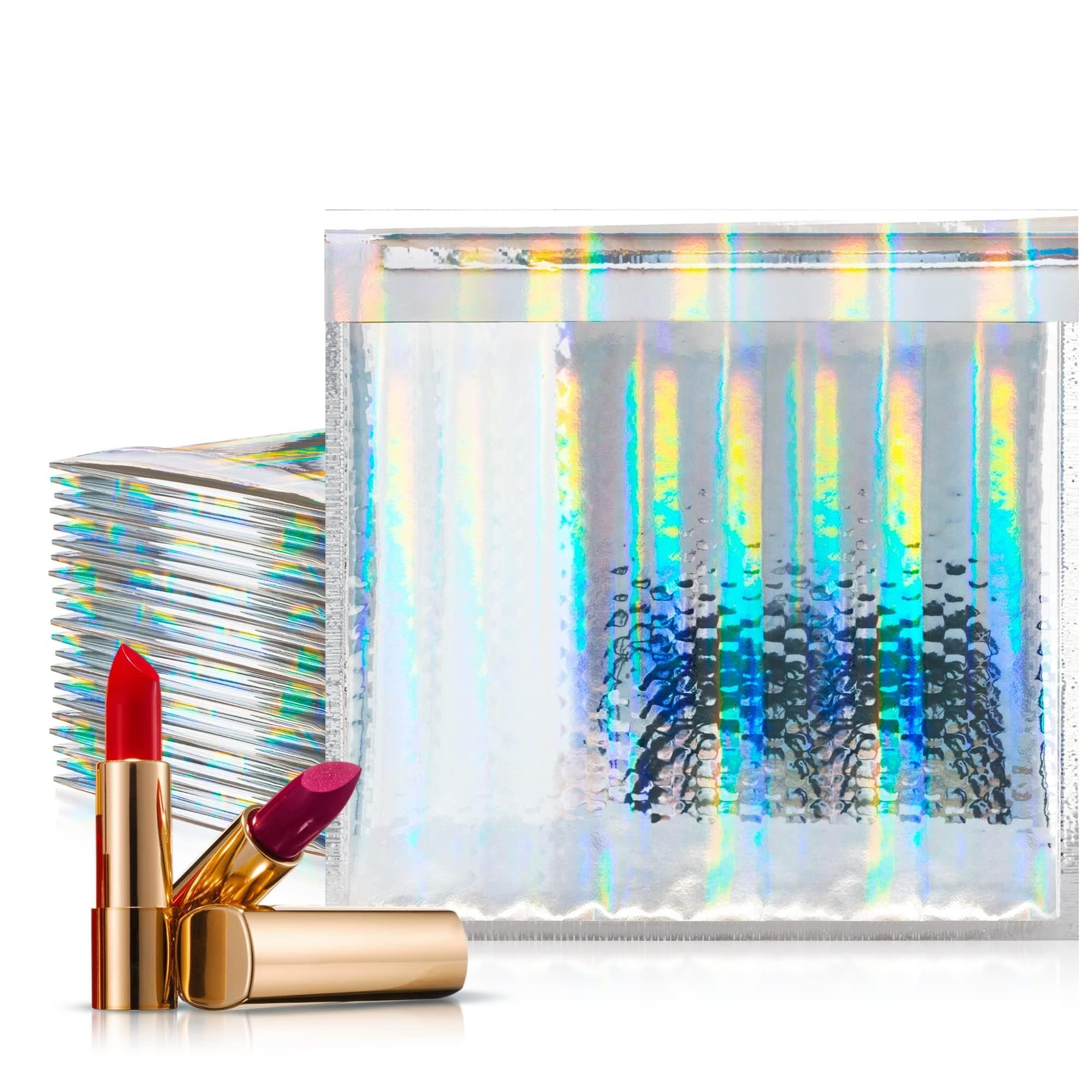 Hologram Metallic Bubble Mailers, 7.25 x 7 Inches. 250 Pack Metallic ...
