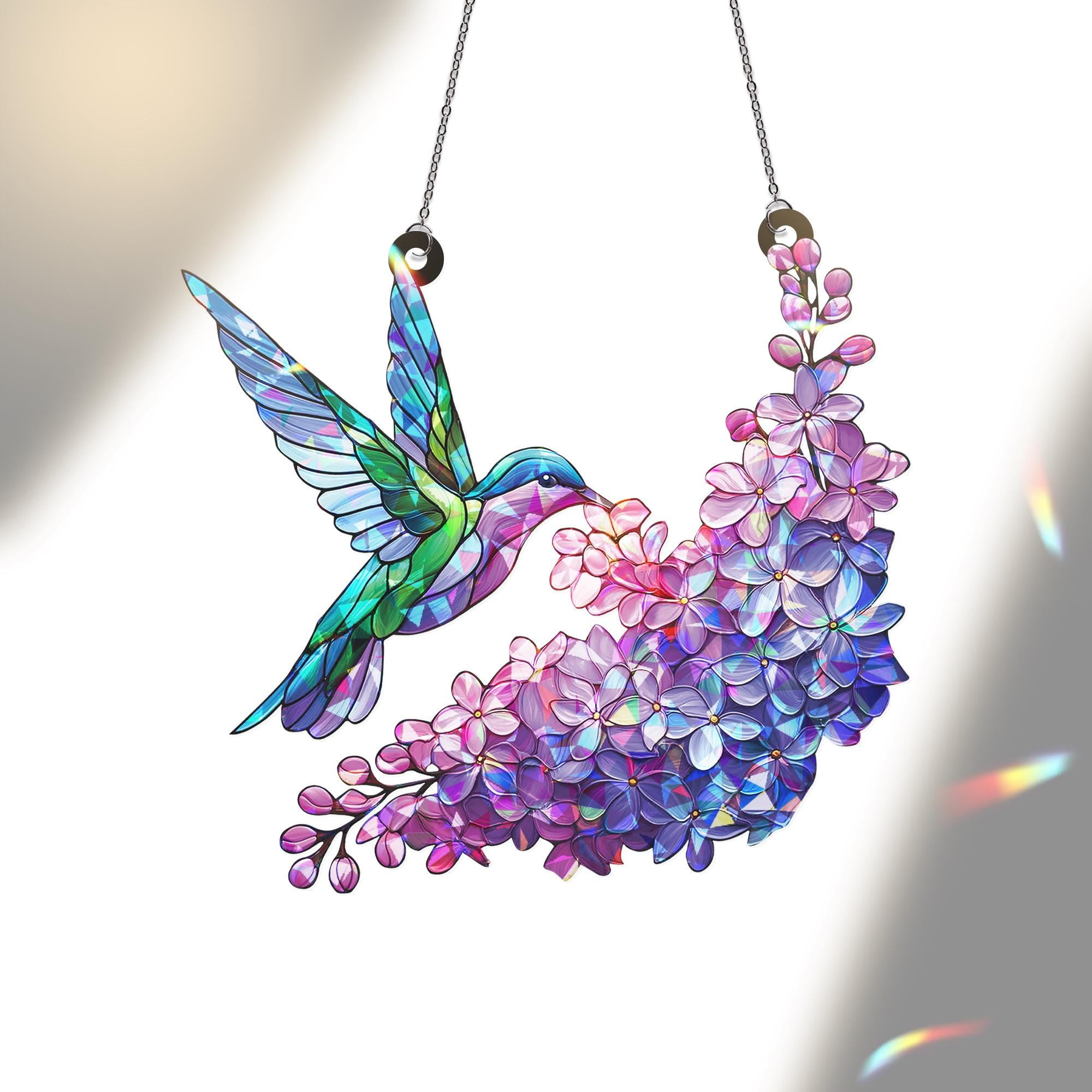 Hologram Wavy Acrylic Hummingbird Suncatcher: Lilac Window Hanging ...