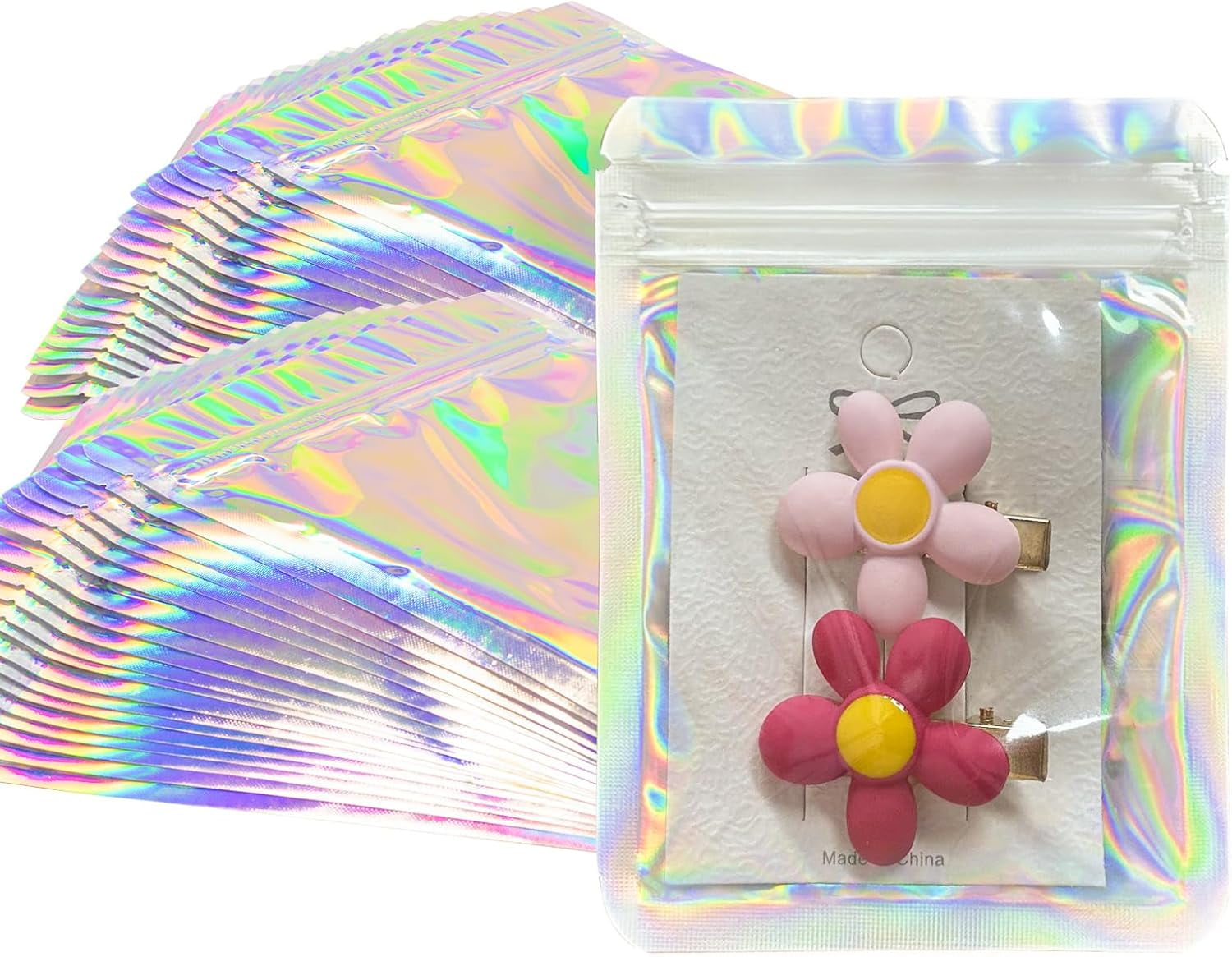 Holographic Bags 100pcs Mylar 3x4 inches Resealable Bag with Party ...