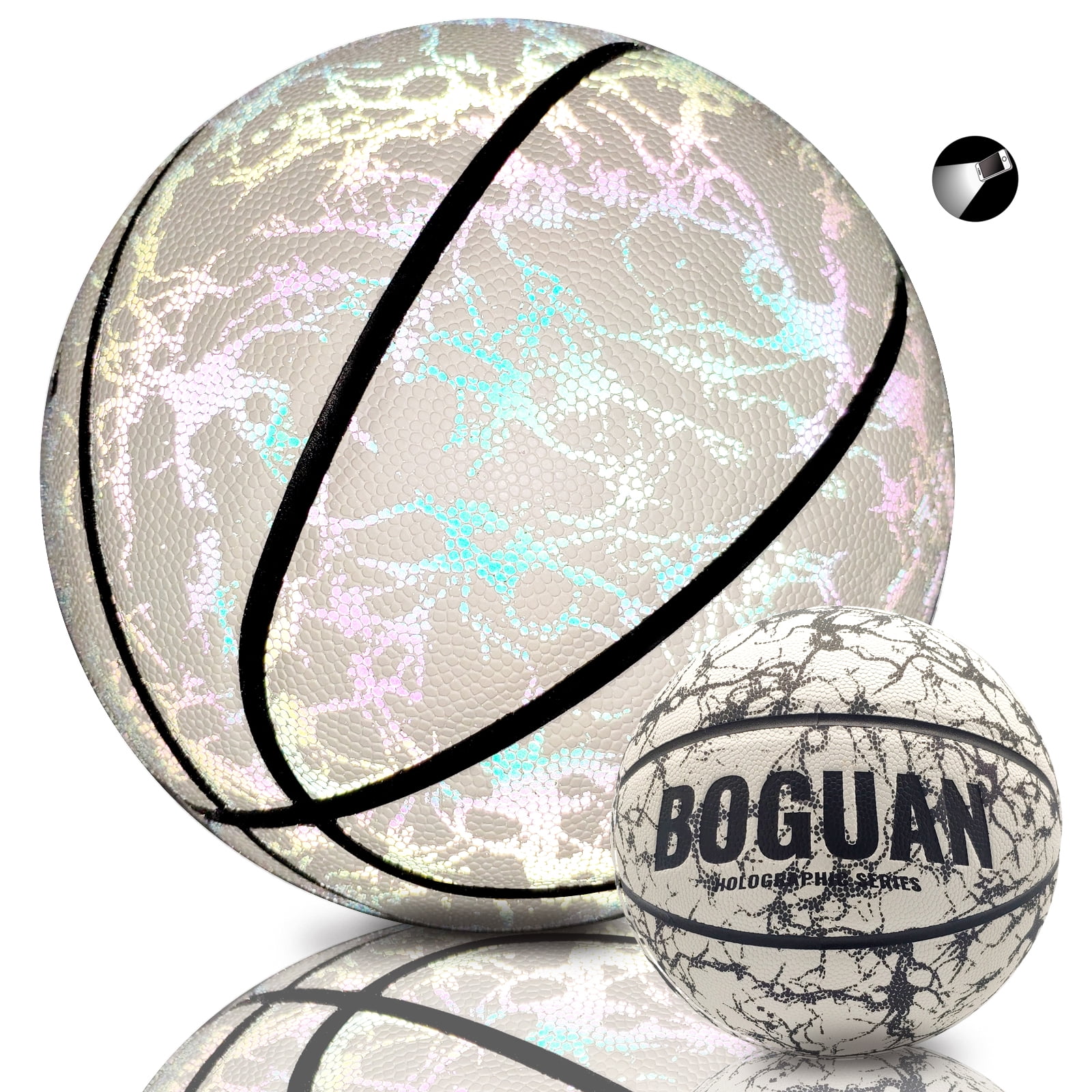 Holographic Basketball Official Size 7- Extra Pump and Net - Glow in ...