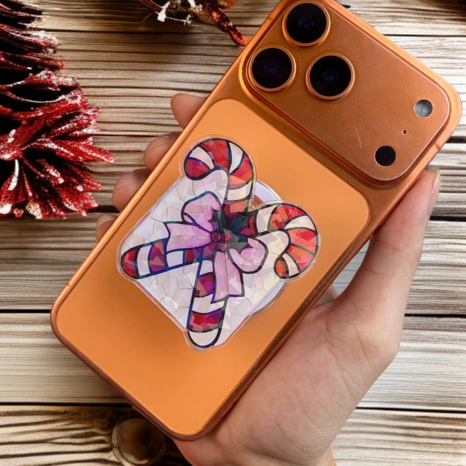 Holographic Candy Cane Phone Grip, Christmas Kawaii Accessory - Walmart.com