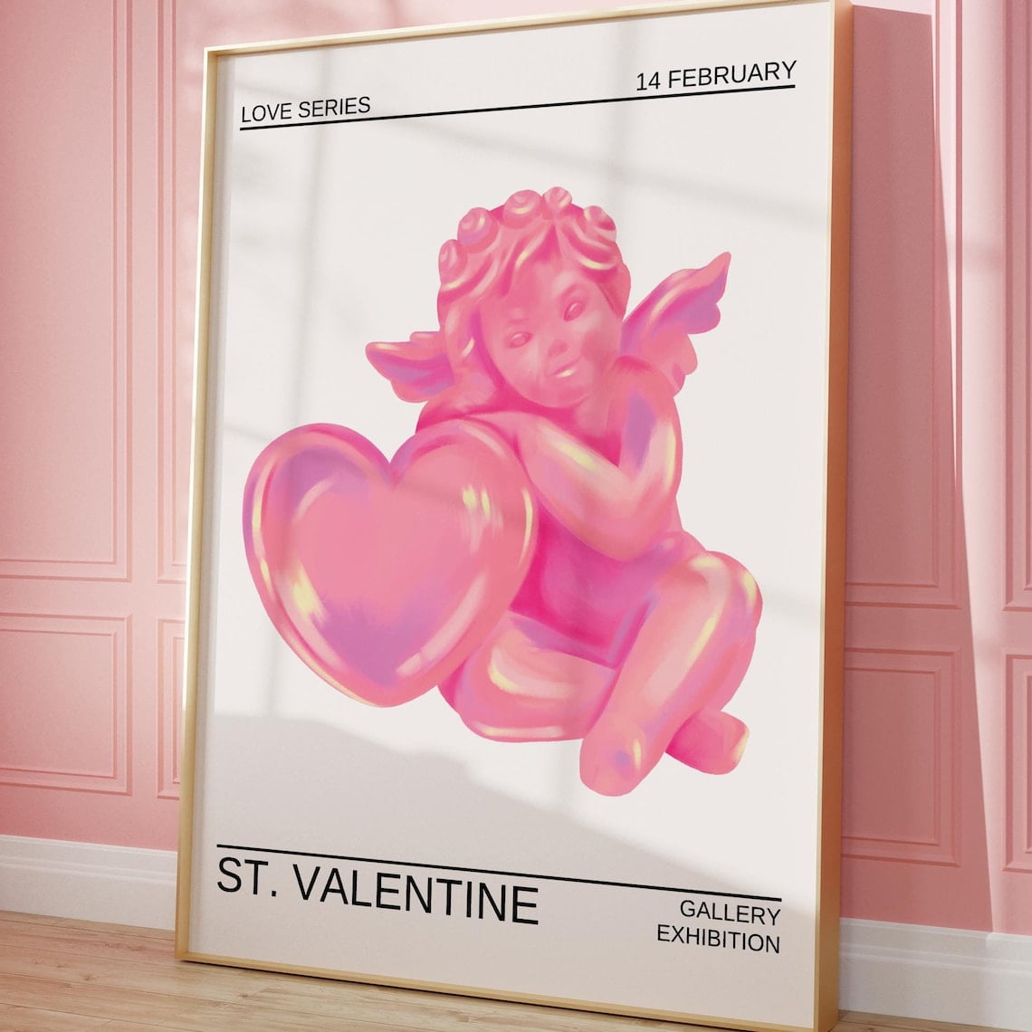 Holographic Cupid Poster, St. Valentine Wall Art, Valentines, Pink ...