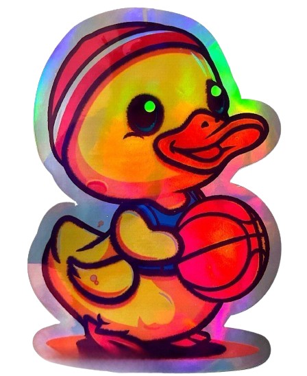 Holographic Cute Basketball Duck Car Sticker. Waterproof Vinyl Decal ...