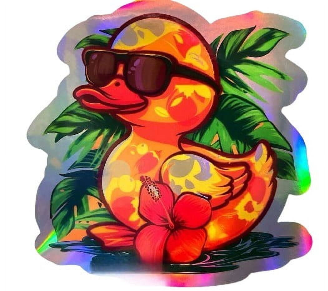 Holographic Cute Hawaiian Duck Car Sticker. Waterproof Vinyl Decal for ...