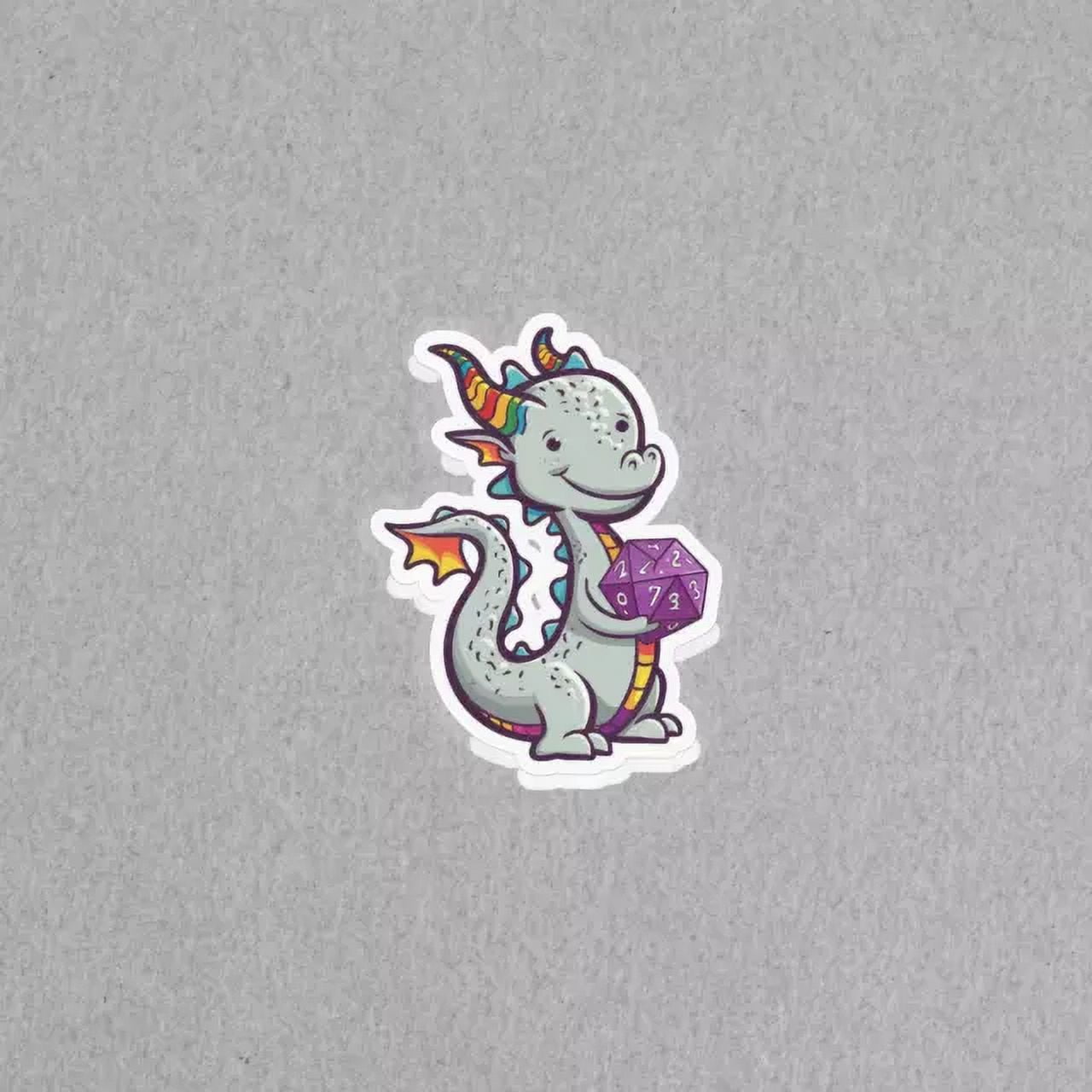 Holographic D20 Dice Dragon Vinyl Sticker For Dnd Gamersphone Decal ...