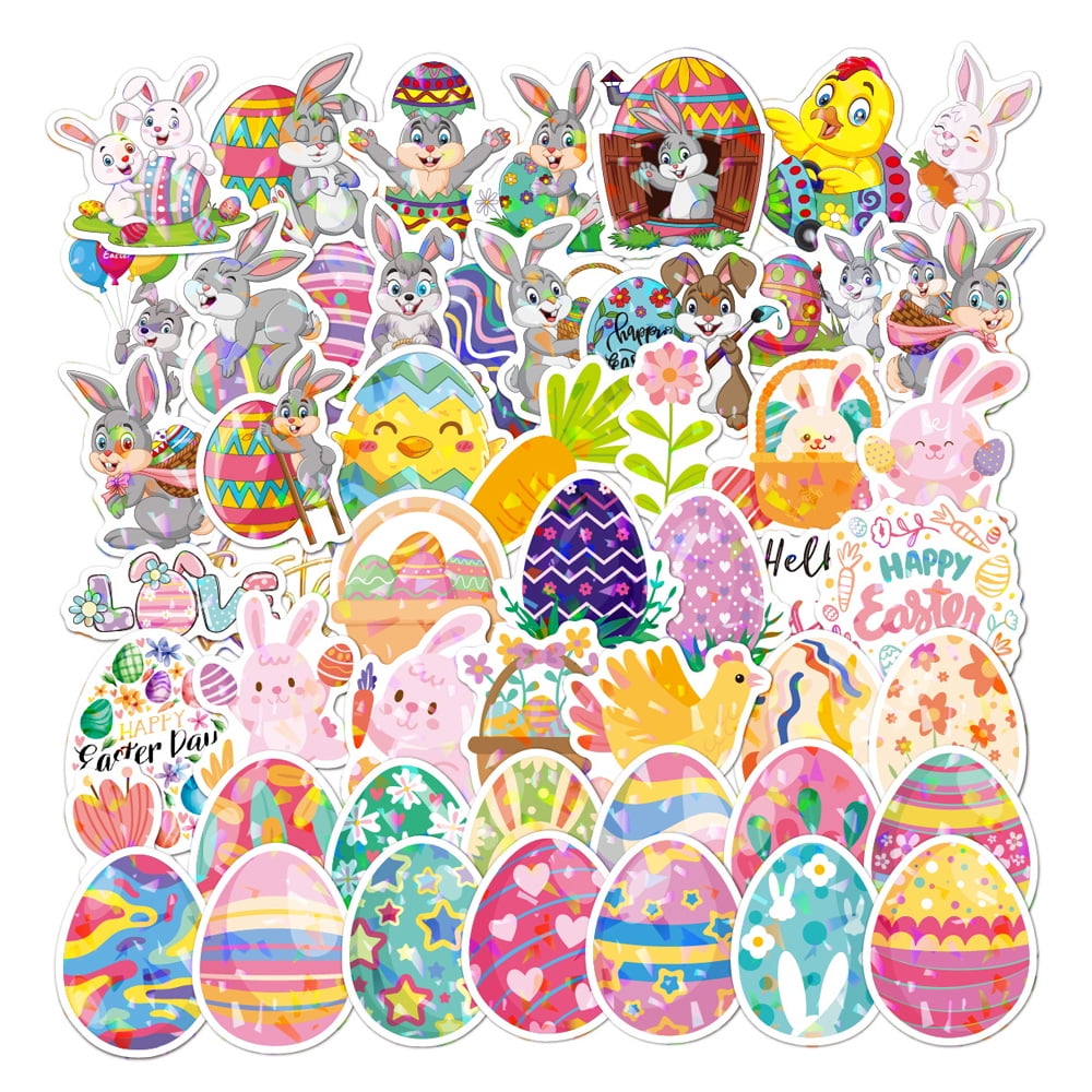 Holographic Easter Stickers 100 PCS Easter Stickers for Kids Easter ...