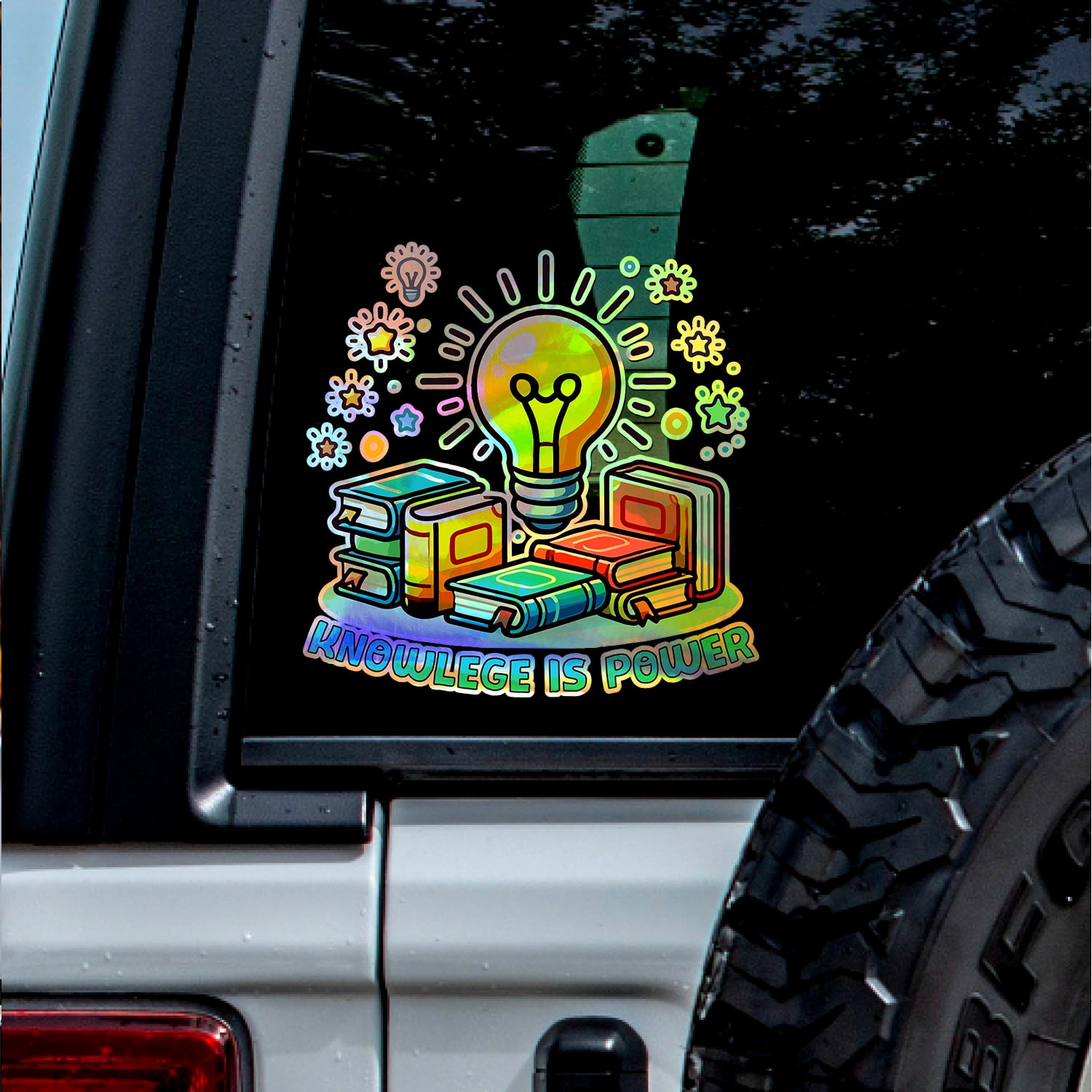 (Holographic Effect, 1.8'' X 1.8'') Sticker Of Knowledge Is Power For ...
