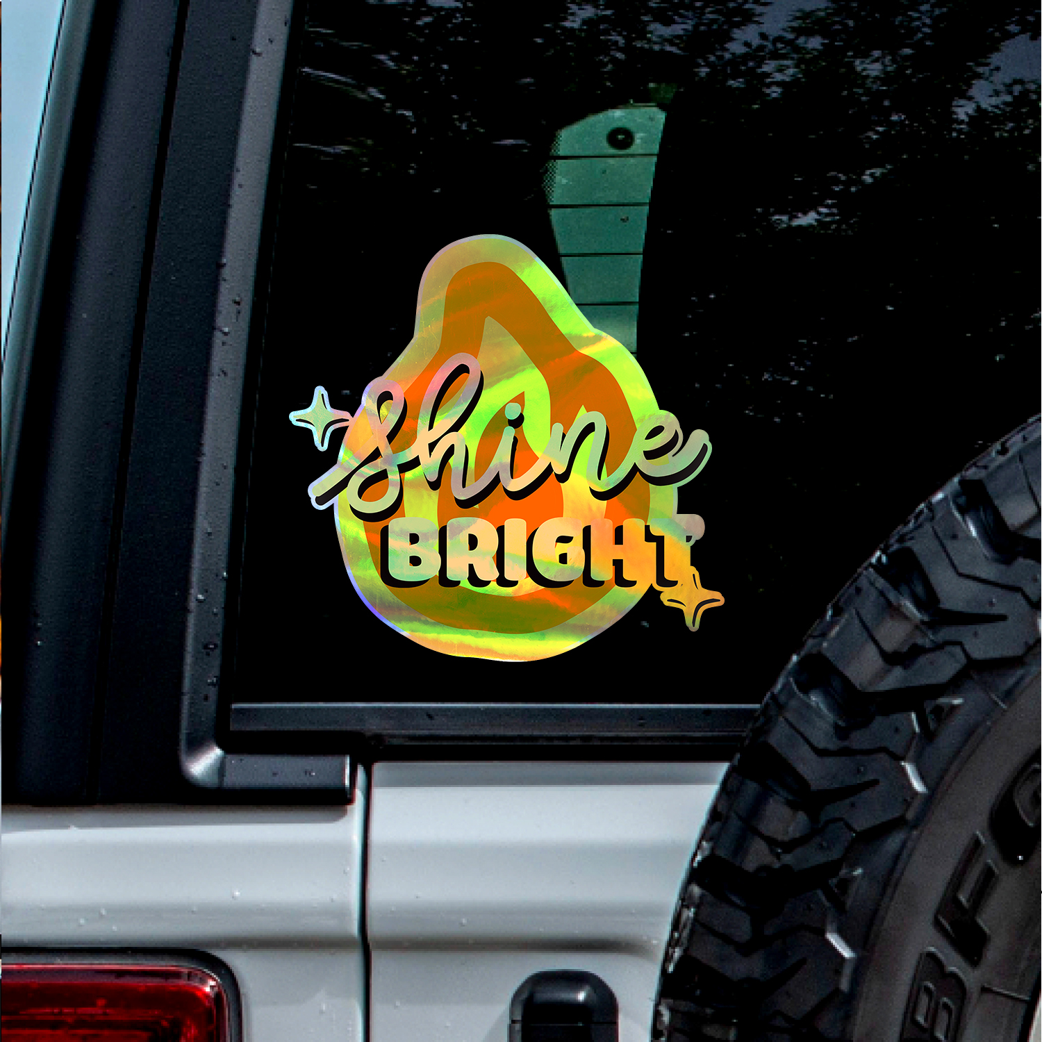 (Holographic Effect, 1.8'' X 1.8'') Sticker Of Shine Bright For Car ...