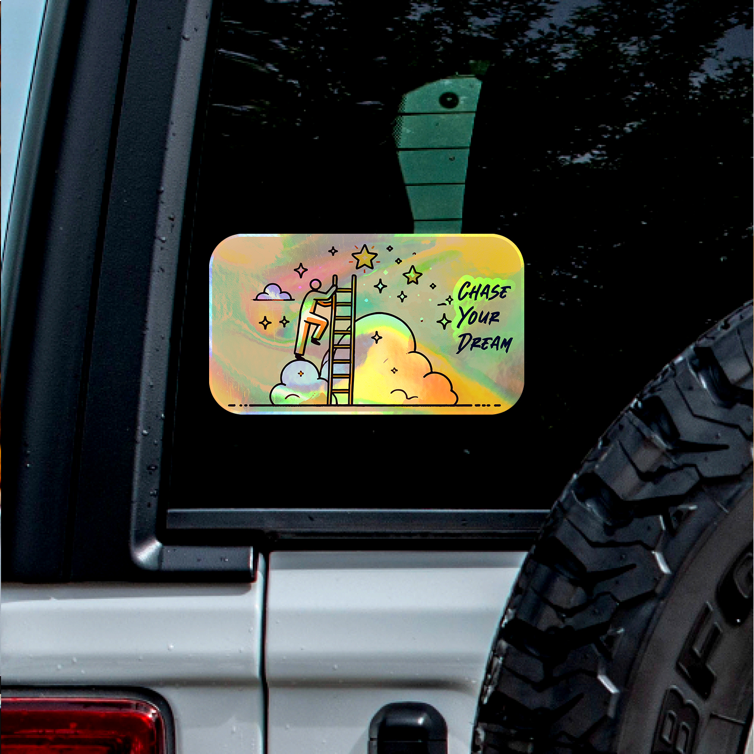 (Holographic Effect, 2.8'' X 1.6'') Sticker Of Chase Your Dreams For ...