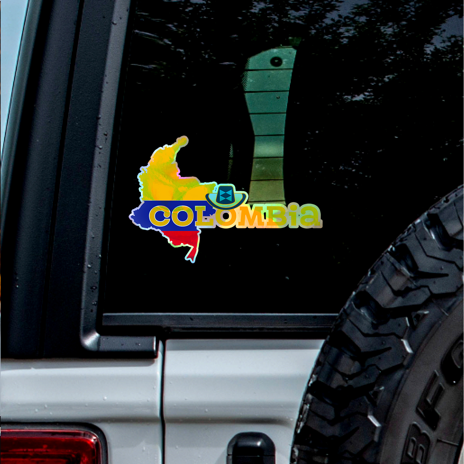 (Holographic Effect, 2.8'' X 1.8'') Sticker Of Colombia Country For Car ...