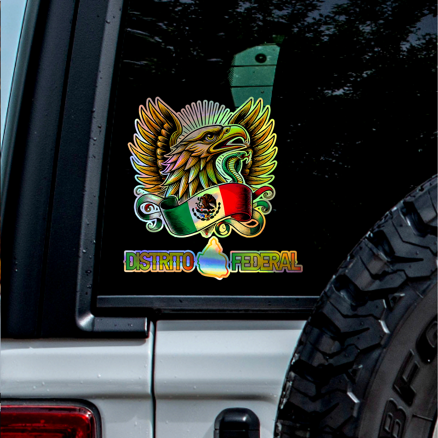 (2 Packs, Holographic Effect, 2.8'' X 2.9'') Sticker Of Distrito ...