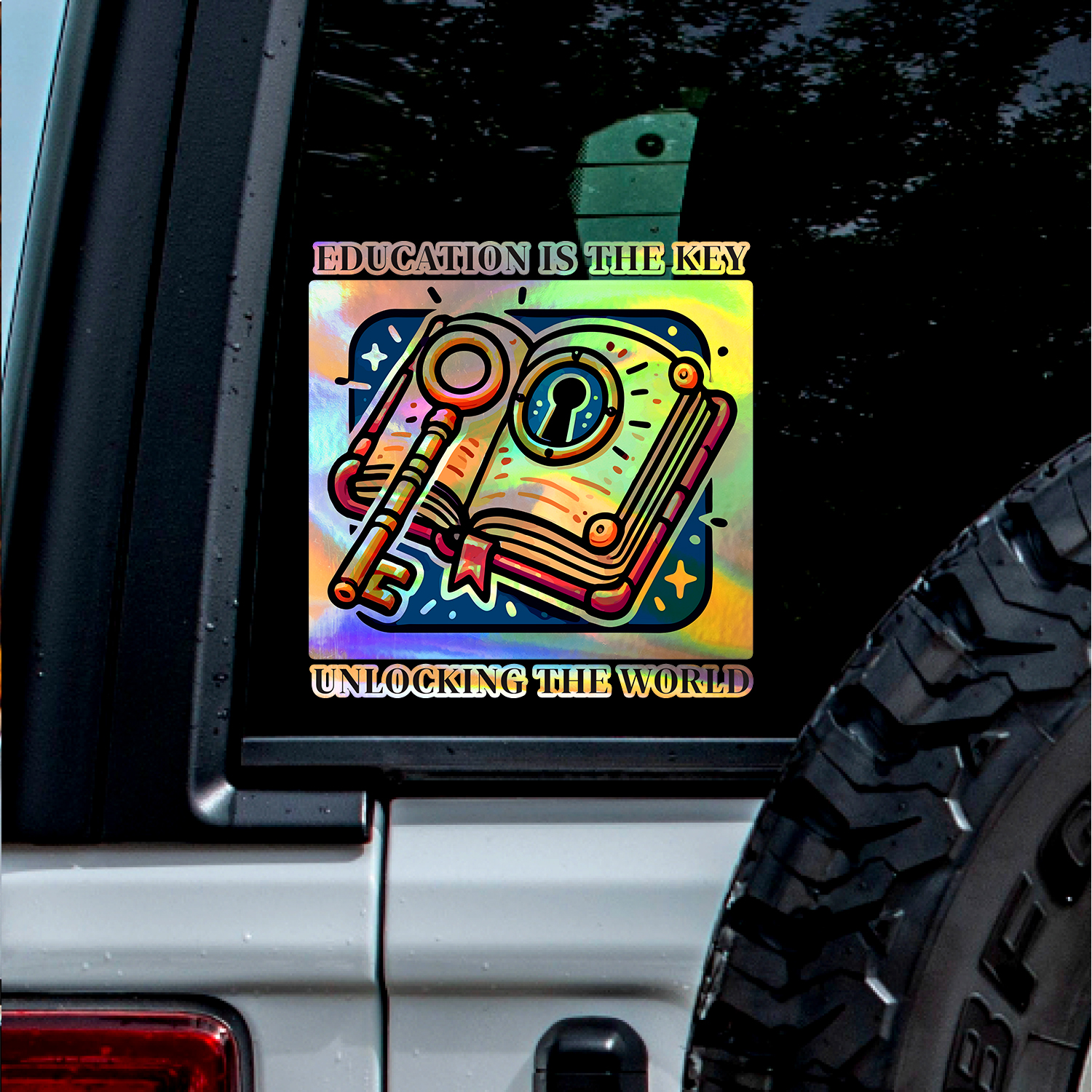 (2 Packs, Holographic Effect, 3.8'' X 3.9'') Sticker Of Education Is ...