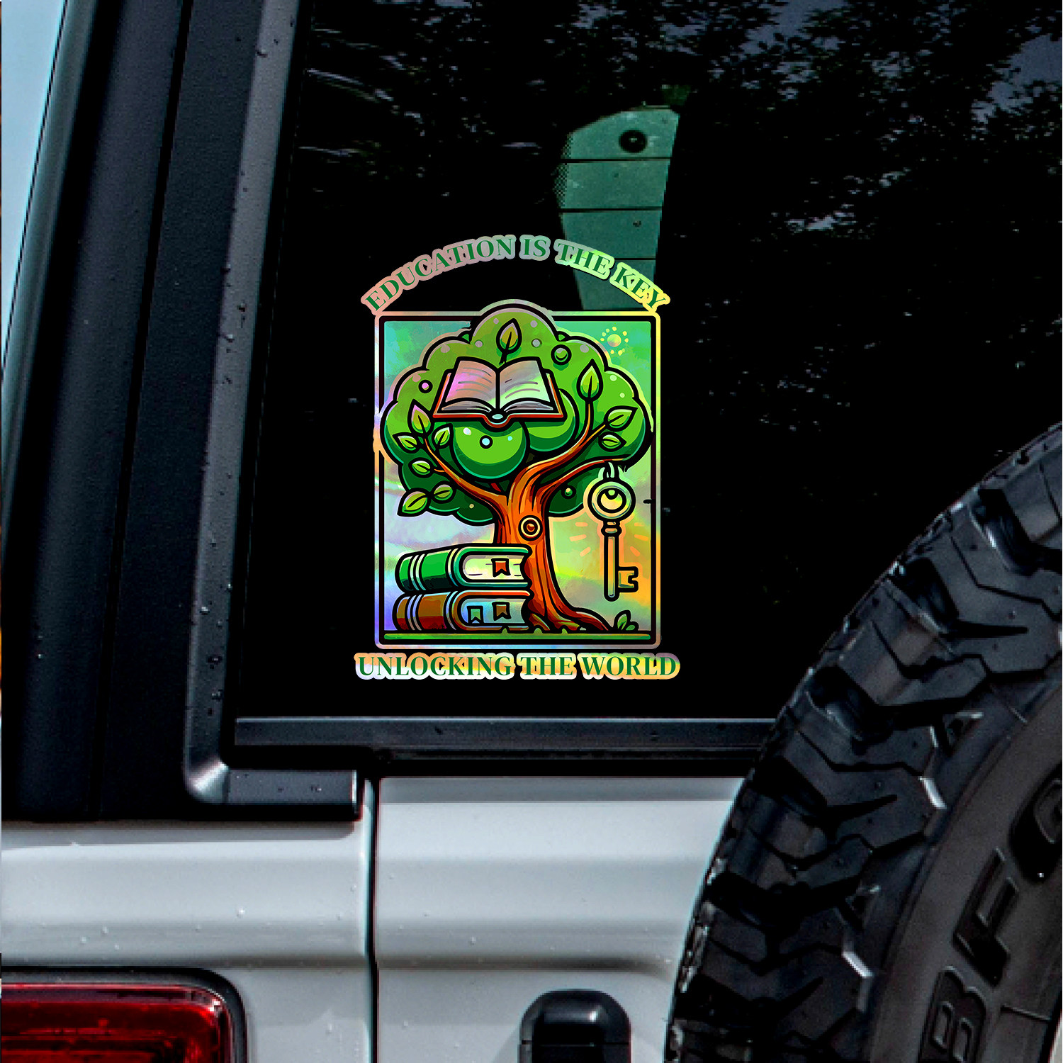 (2 Packs, Holographic Effect, 3.8'' X 5.2'') Sticker Of Education Is ...