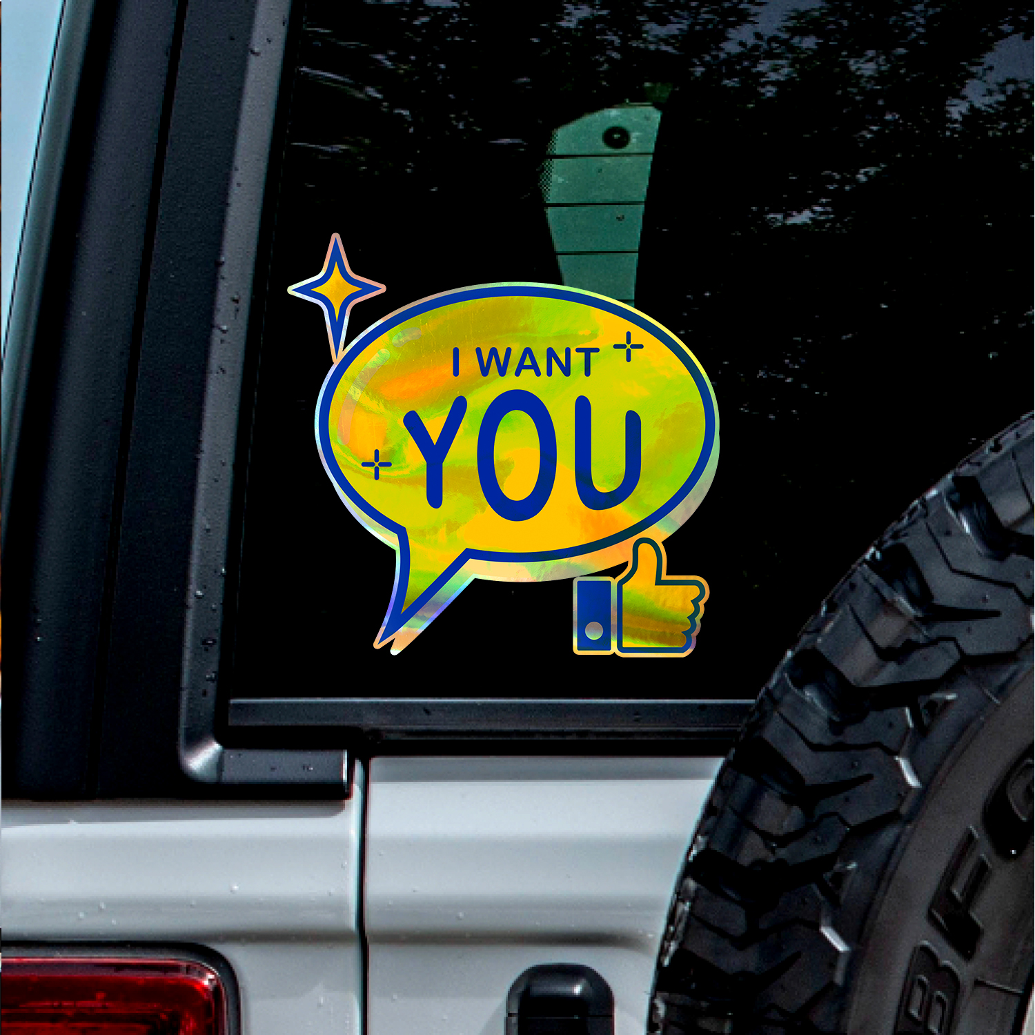 (Holographic Effect, 3.9'' X 3.8'') Sticker Of I Want You For Car ...