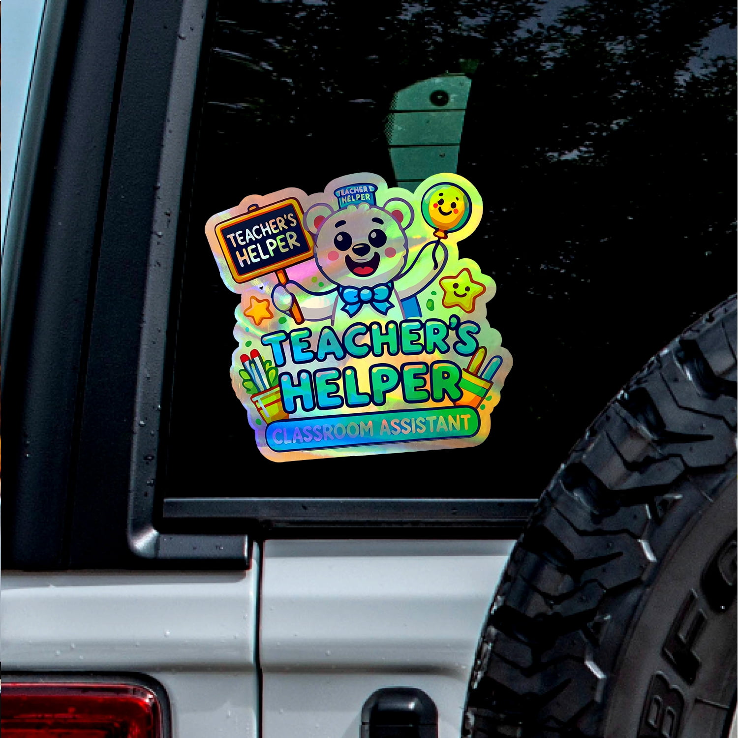(Holographic Effect, 4.1'' X 3.8'') Sticker Of Teacher’S Helper ...