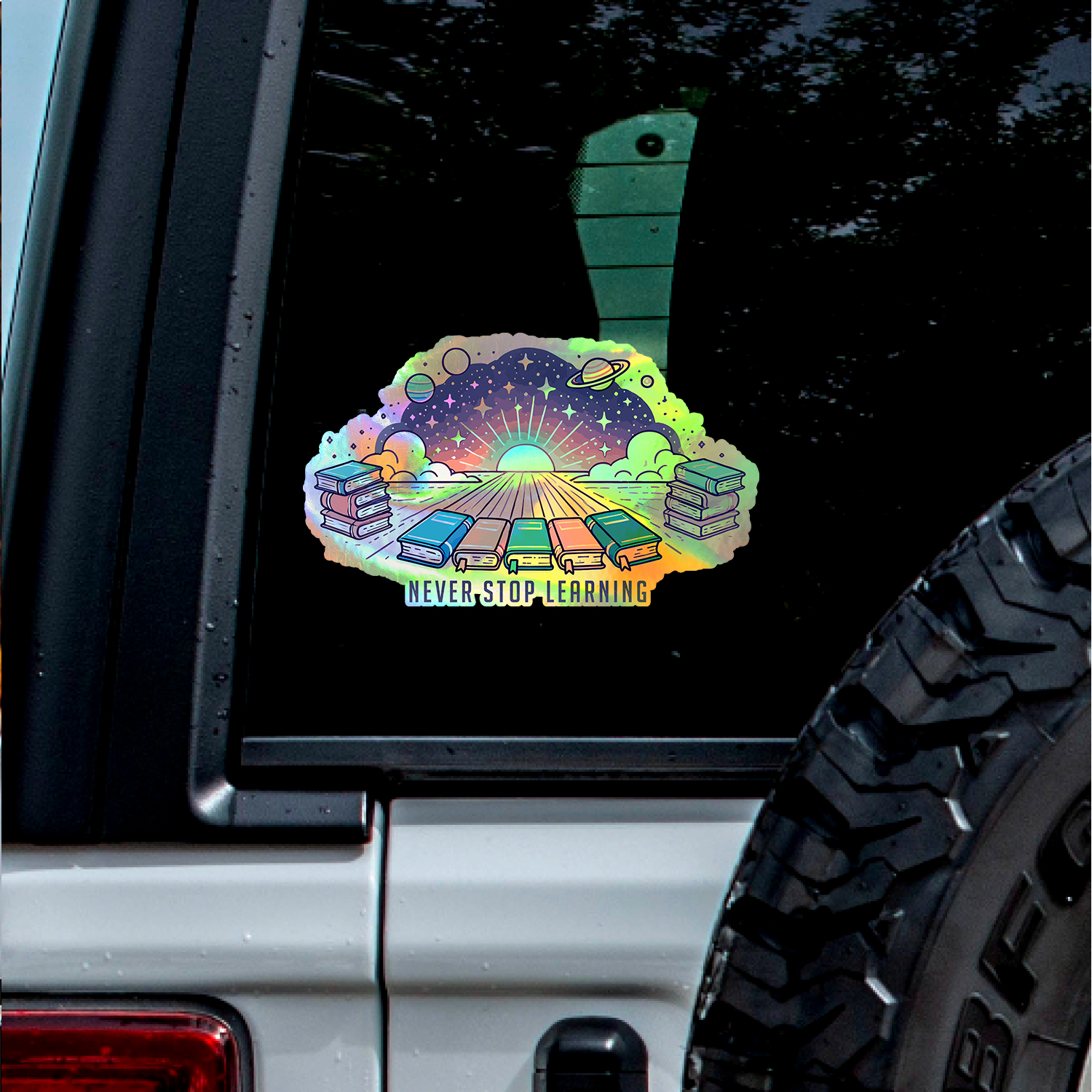 (2 Packs, Holographic Effect, 4.8'' X 2.8'') Sticker Of Never Stop ...