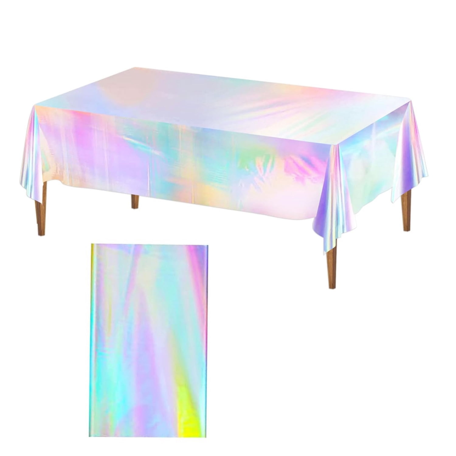 Holographic Foil Table Cover,108x54In Disposable Laser Rectangle Table ...