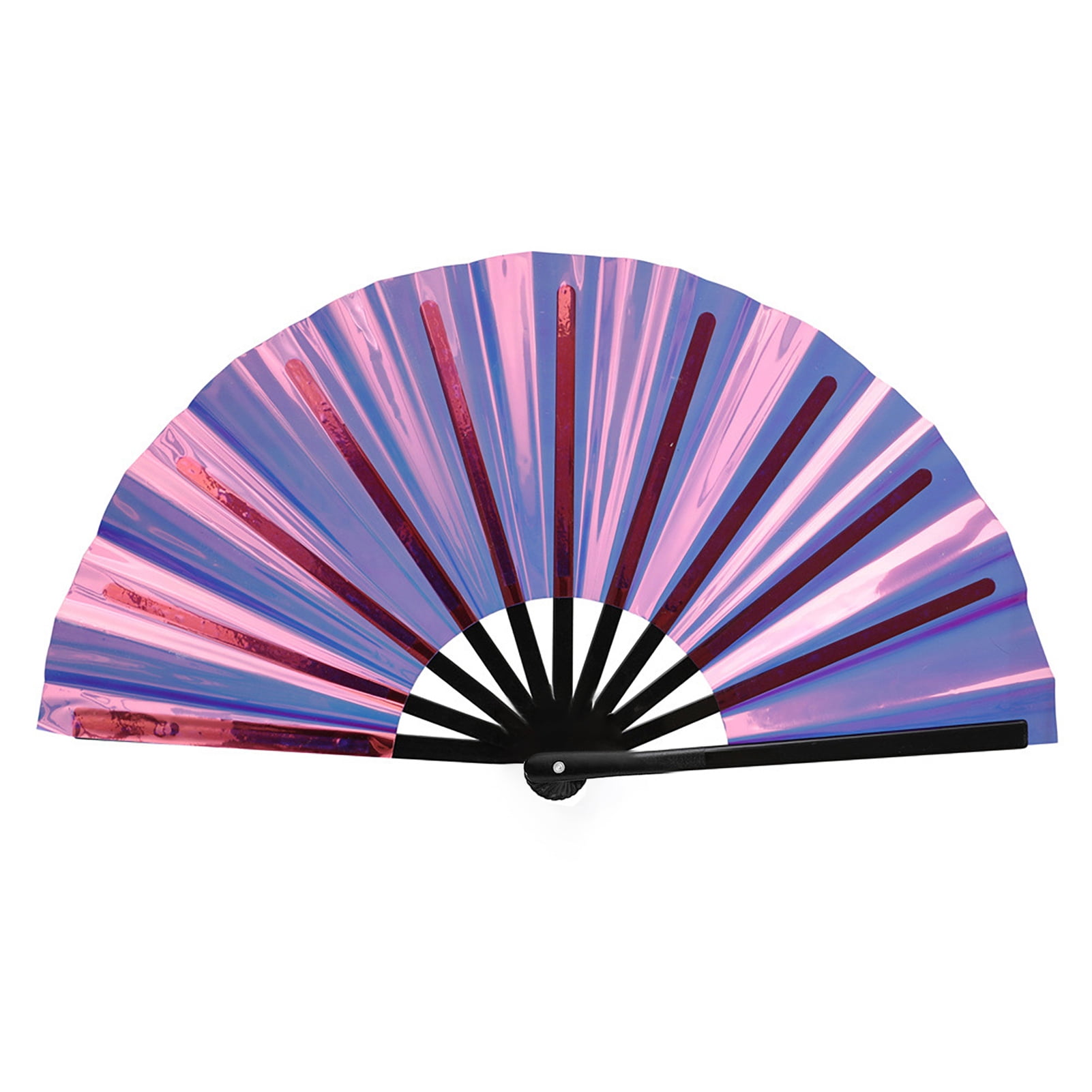 Holographic Folding Fan Portable Iridescent Handheld Fan Summer Cooling ...