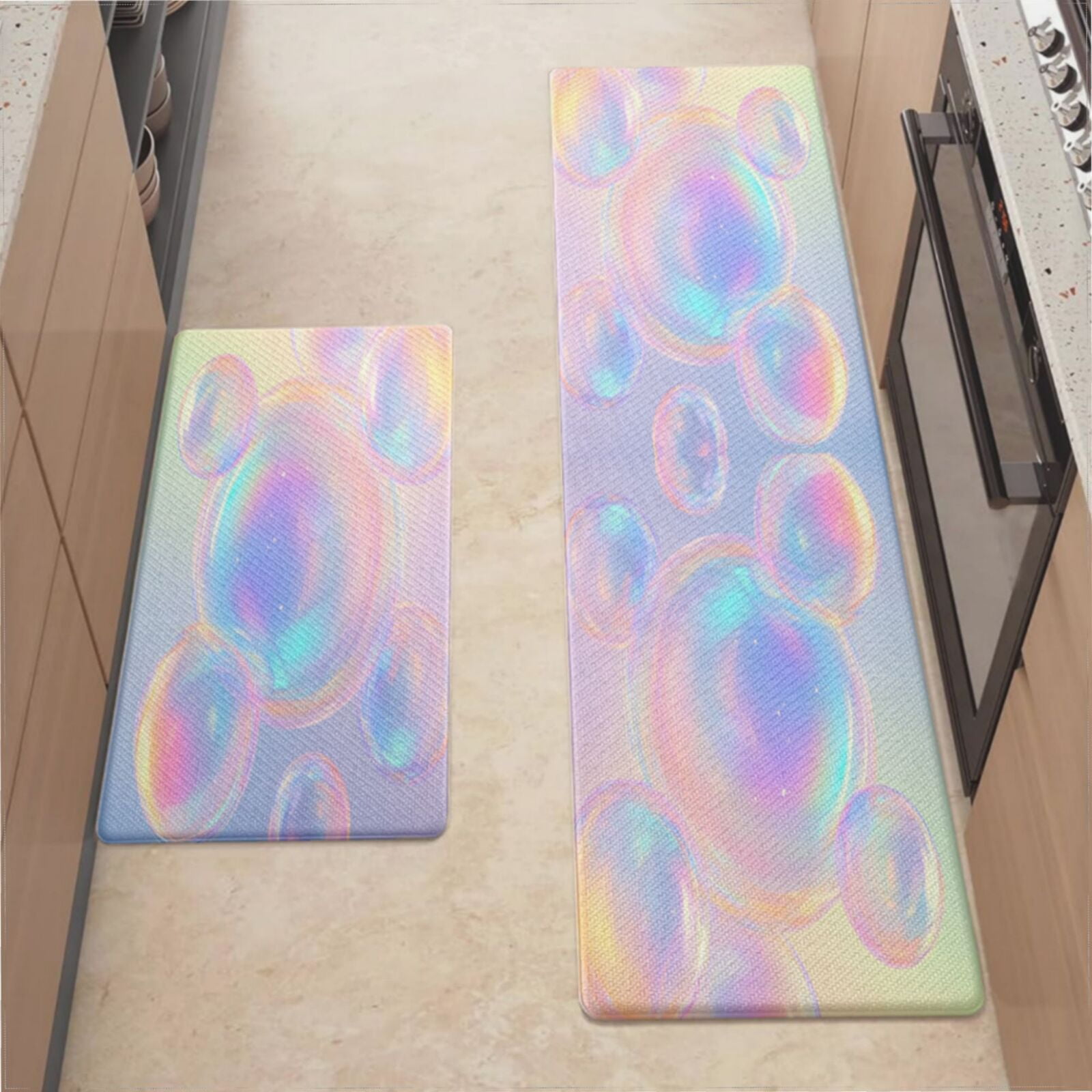Holographic Gradient Color (2) 1 Pvc Kitchen Mat Runner 2 Pieces Non ...