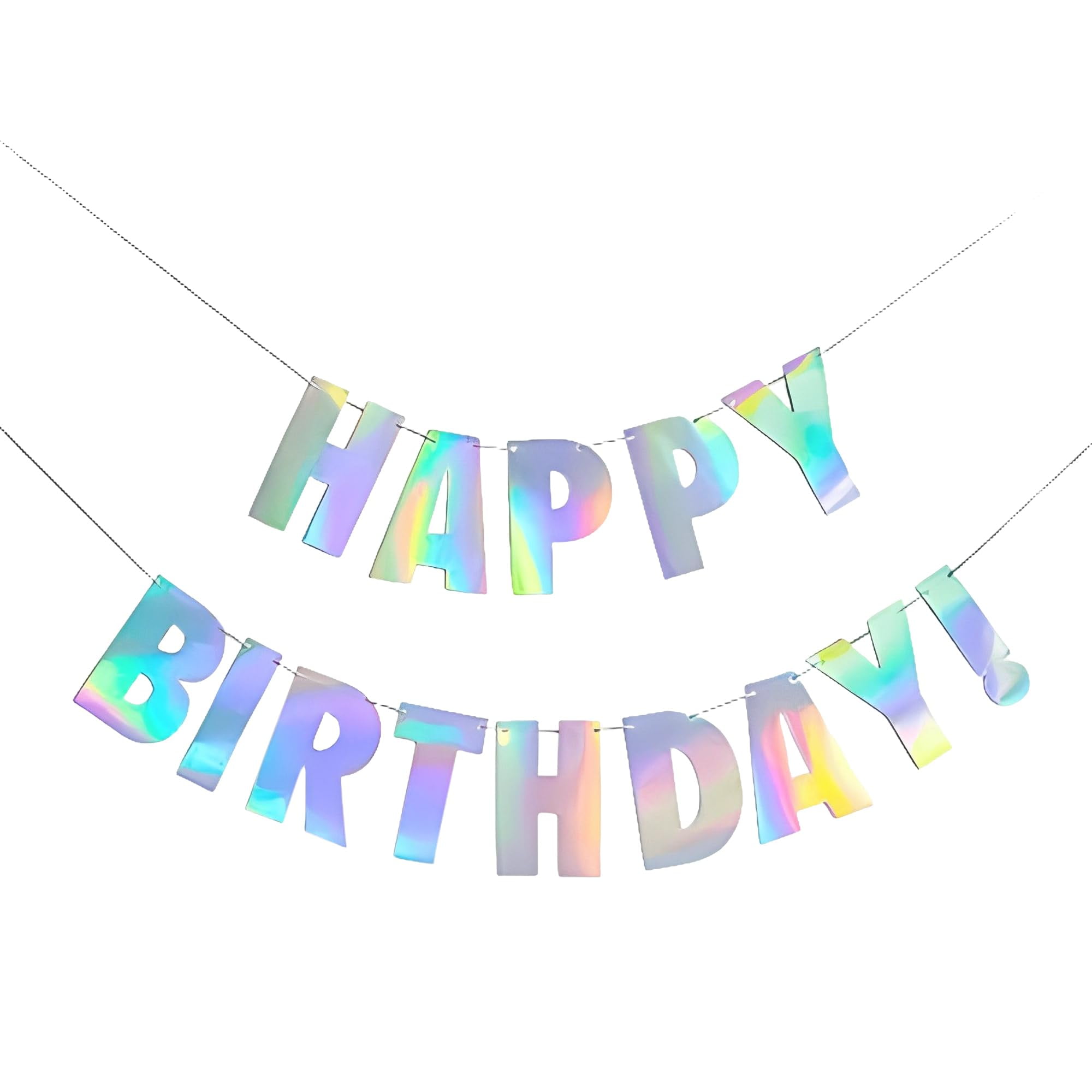 Holographic Happy Birthdays Banner - GREATRIL Pre-Strung No DIY ...
