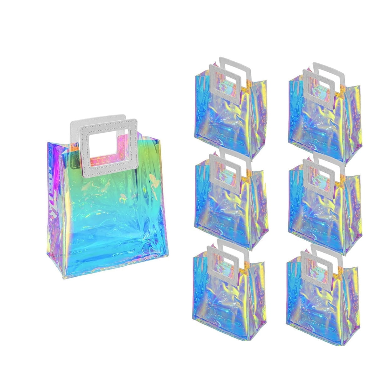 Holographic Iridescent Bags,6 Pack Reusable Iridescent Gift Bags with ...
